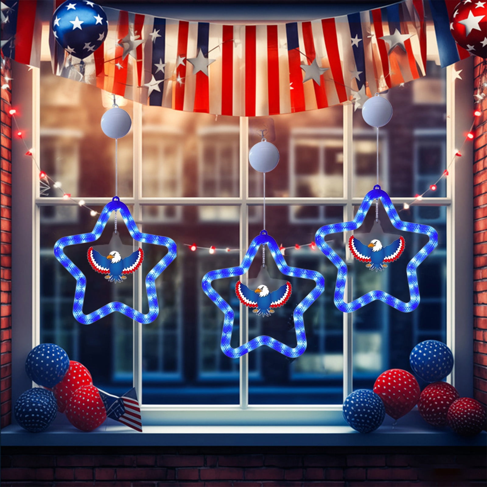 RuWeoMaa 3Pcs 4th of July Window Lights Decorations Independence Day ...