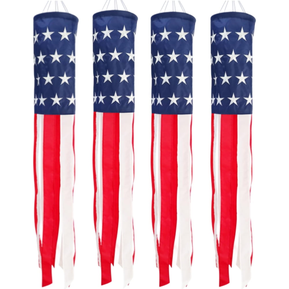 RuWeoMaa 4th Of July Decorations,4 Pack 40 Inch American Windsock Heavy ...