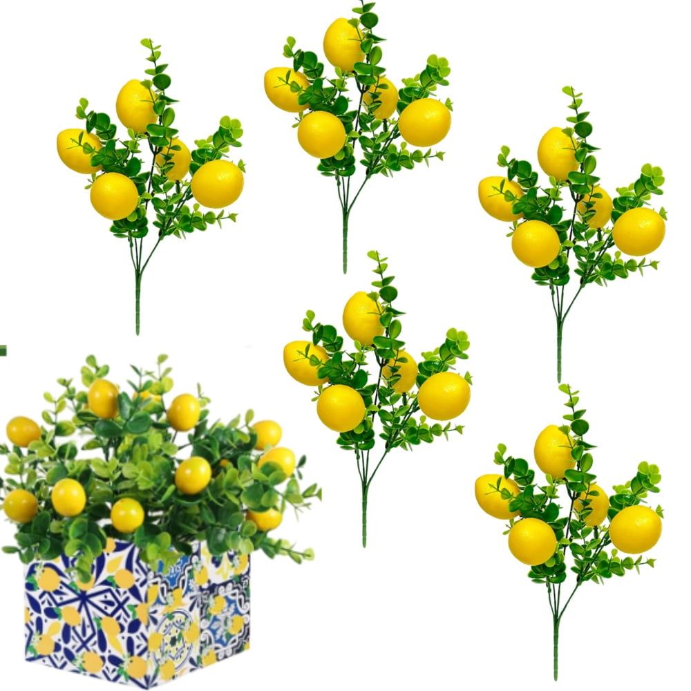 RuWeoMaa 5PCS Lemon Table Centerpiece Decor and Artificial Lemon Amalfi ...