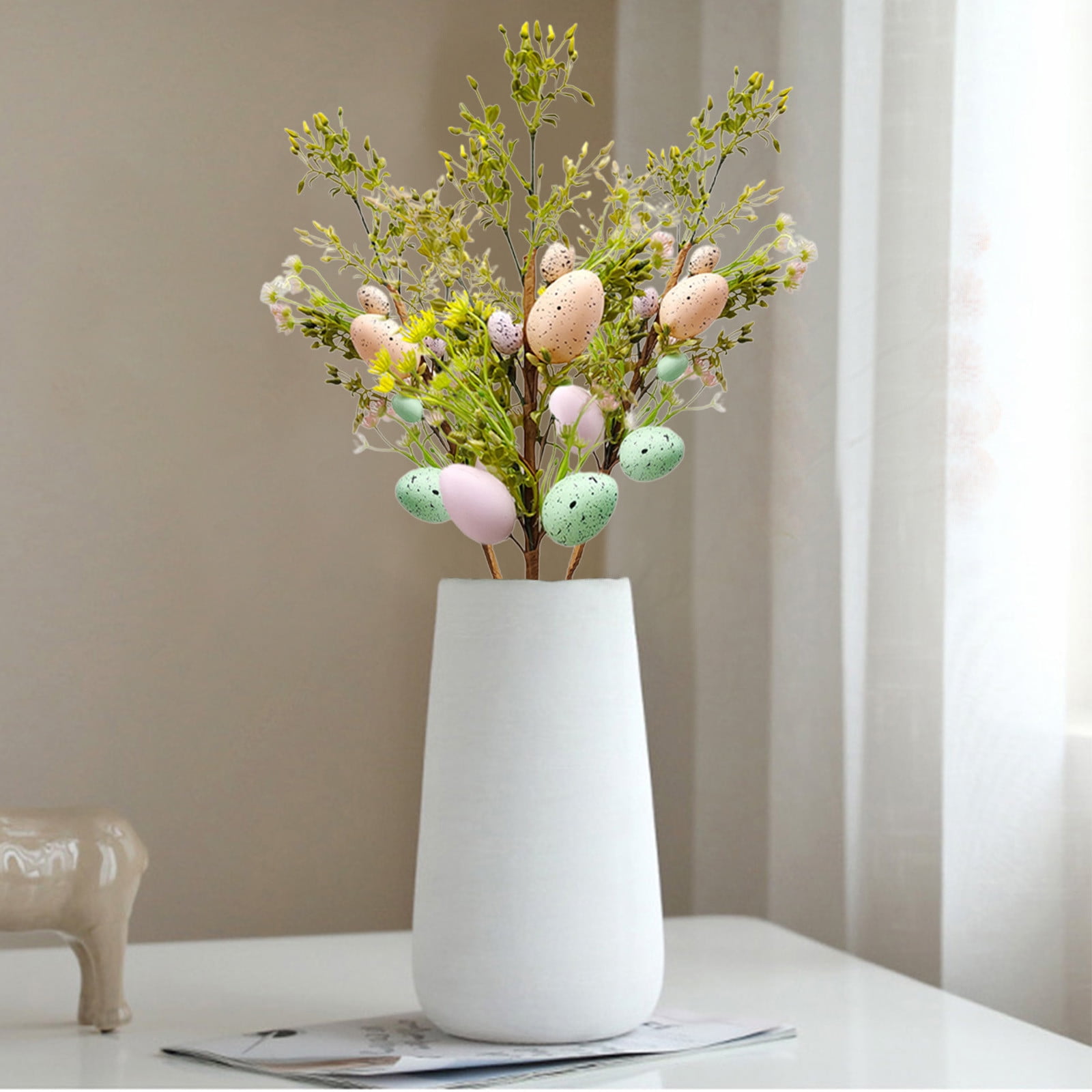 RuWeoMaa Artificial Easter Flowers Easter Sprays With Easter Eggs And ...