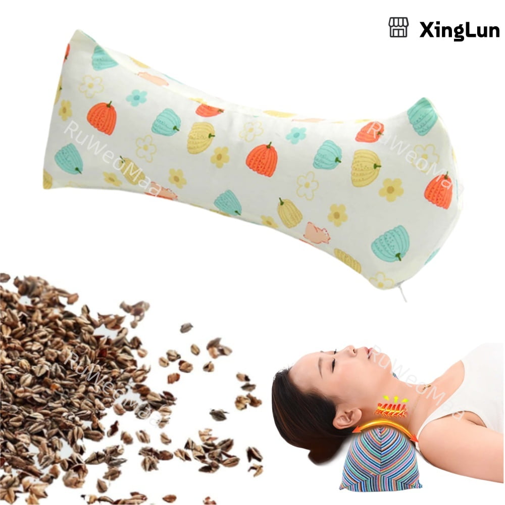RuWeoMaa Buckwheat Neck Support Pillow Cervical Neck Cylinder Bolster ...