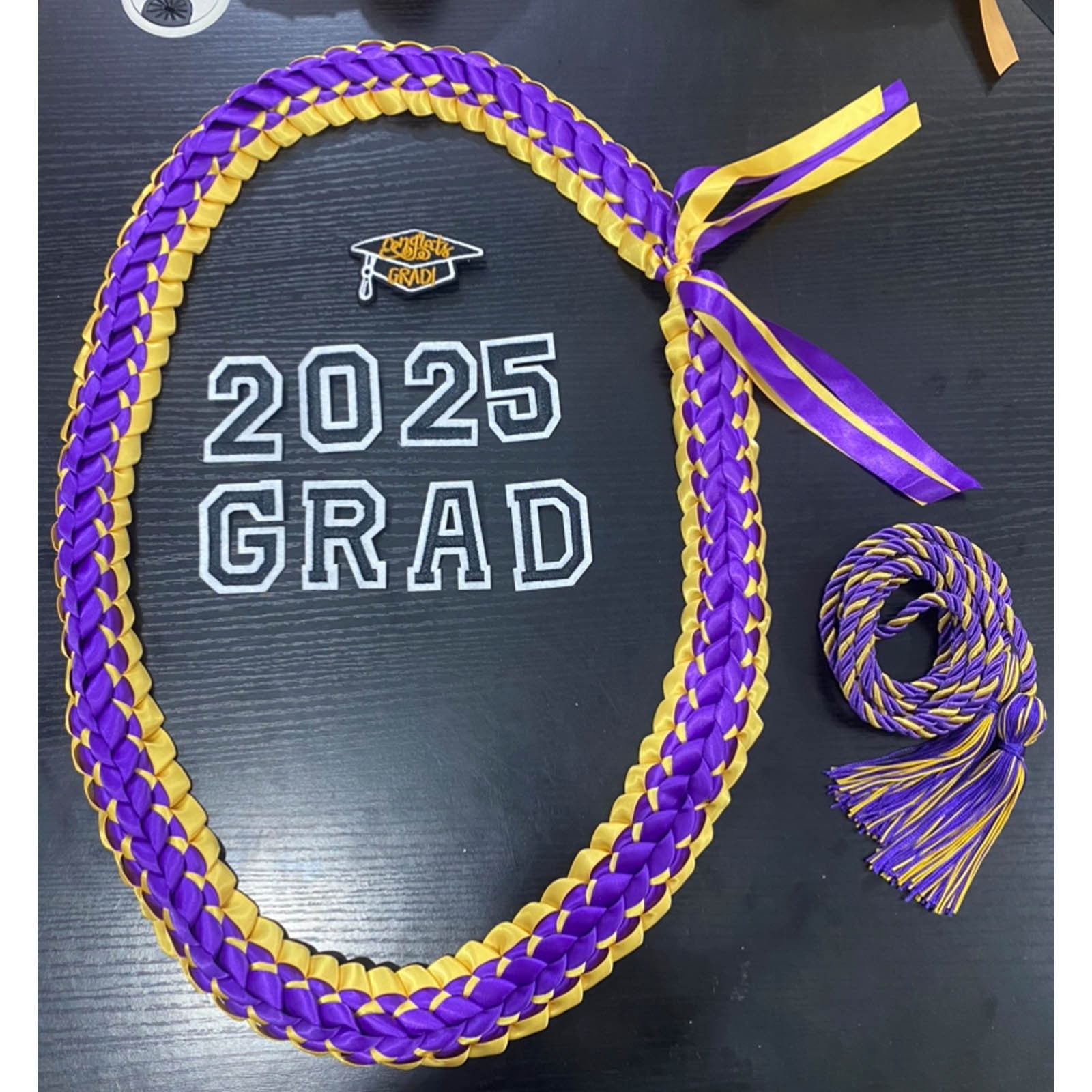 RuWeoMaa Class of 2025 Graduation Lei Double Braided Necklace Graduation Ribbon Leis Congrats ...