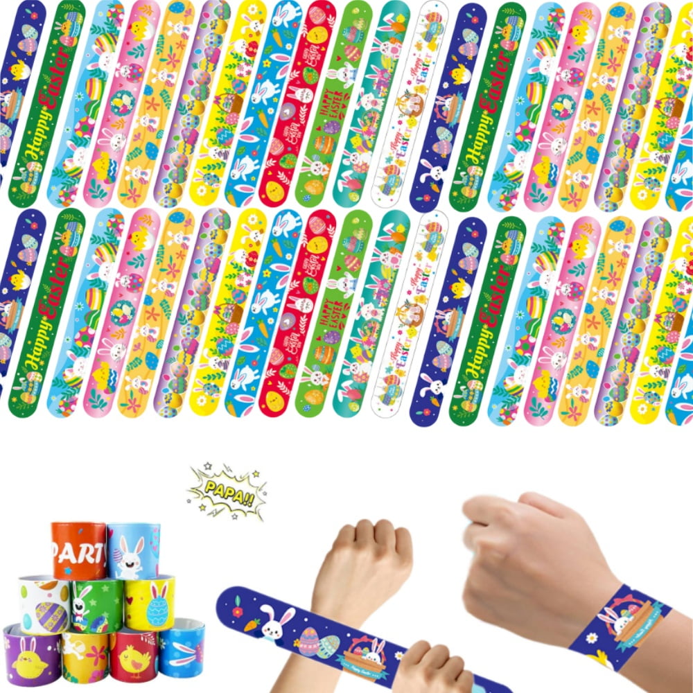 RuWeoMaa Easter Basket Stuffers 24Pcs Easter Slap Bracelets, Party ...
