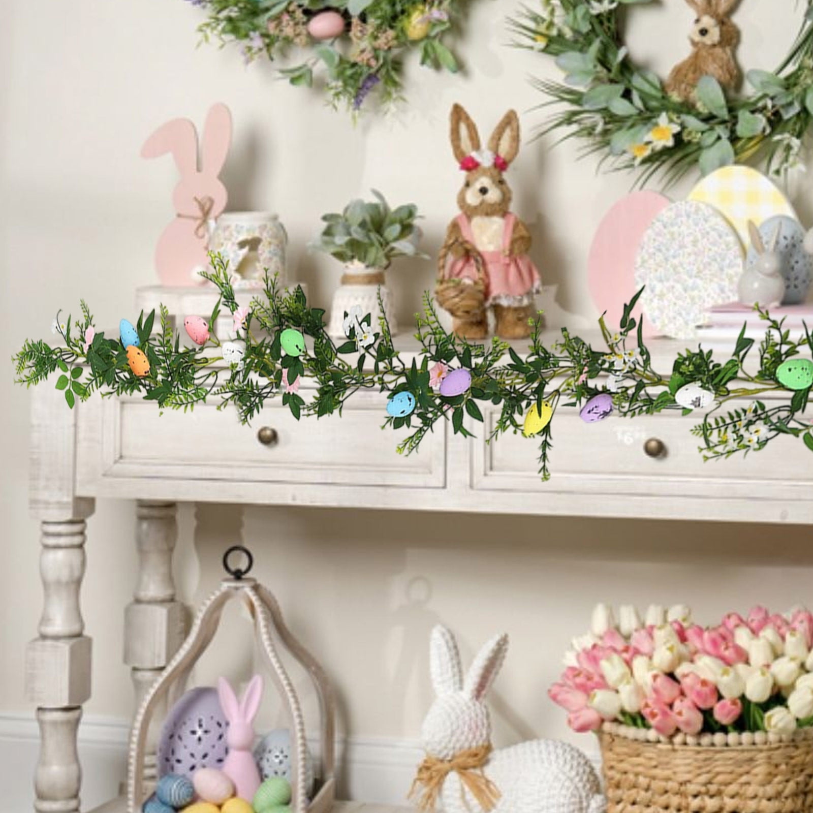 RuWeoMaa Easter Eggs Decorative Vines For Front Door Decorations Spring ...