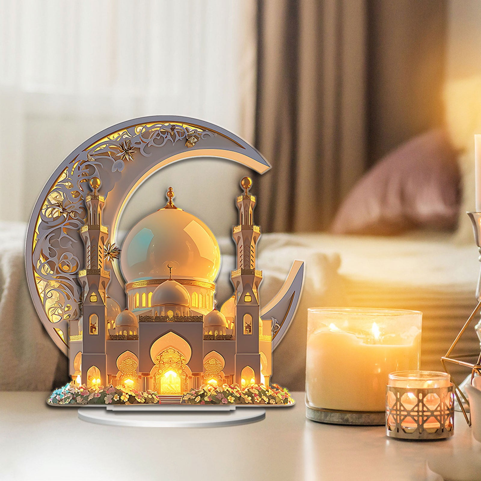 RuWeoMaa Elegant Bohemian Acrylic Mosque Decoration Sign - 2D Crescent ...