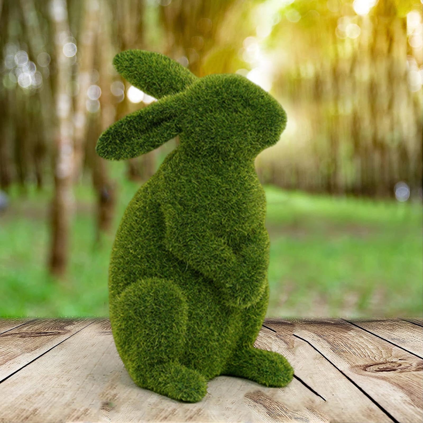 RuWeoMaa Flocked Bunny Figurines, Artificial Green Moss Bunnies for ...