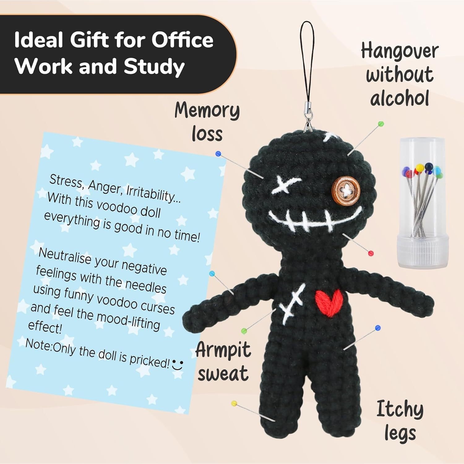 RuWeoMaa Funny Positive Voodoo Doll, Emotional Support Gift, Cute Wool ...