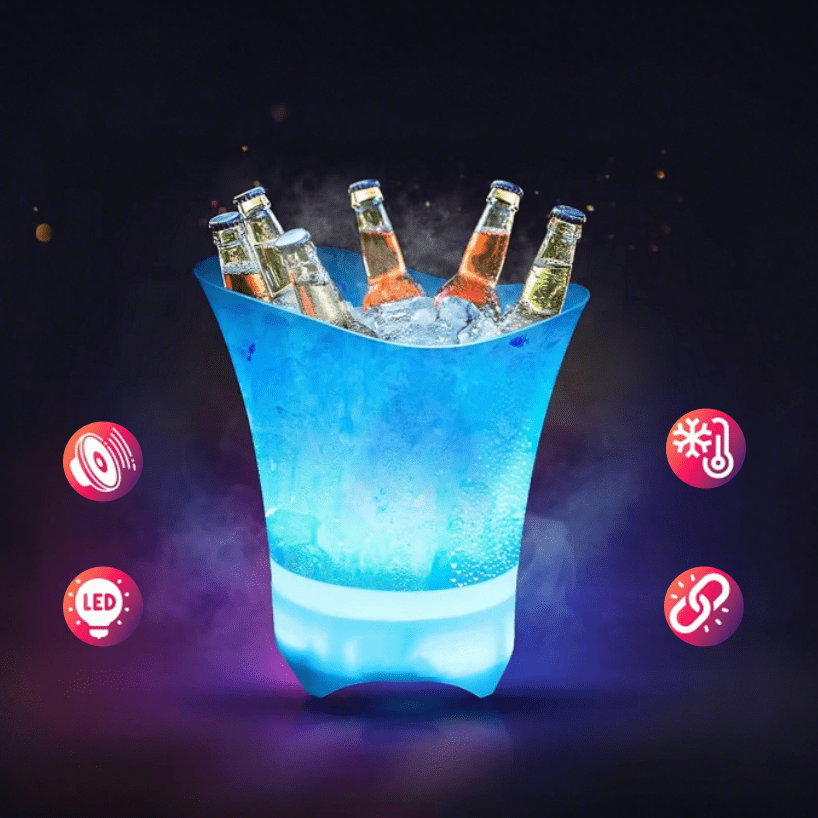 RuWeoMaa LED Ice Bucket with Bluetooth Speaker, Lighted Large Ice ...