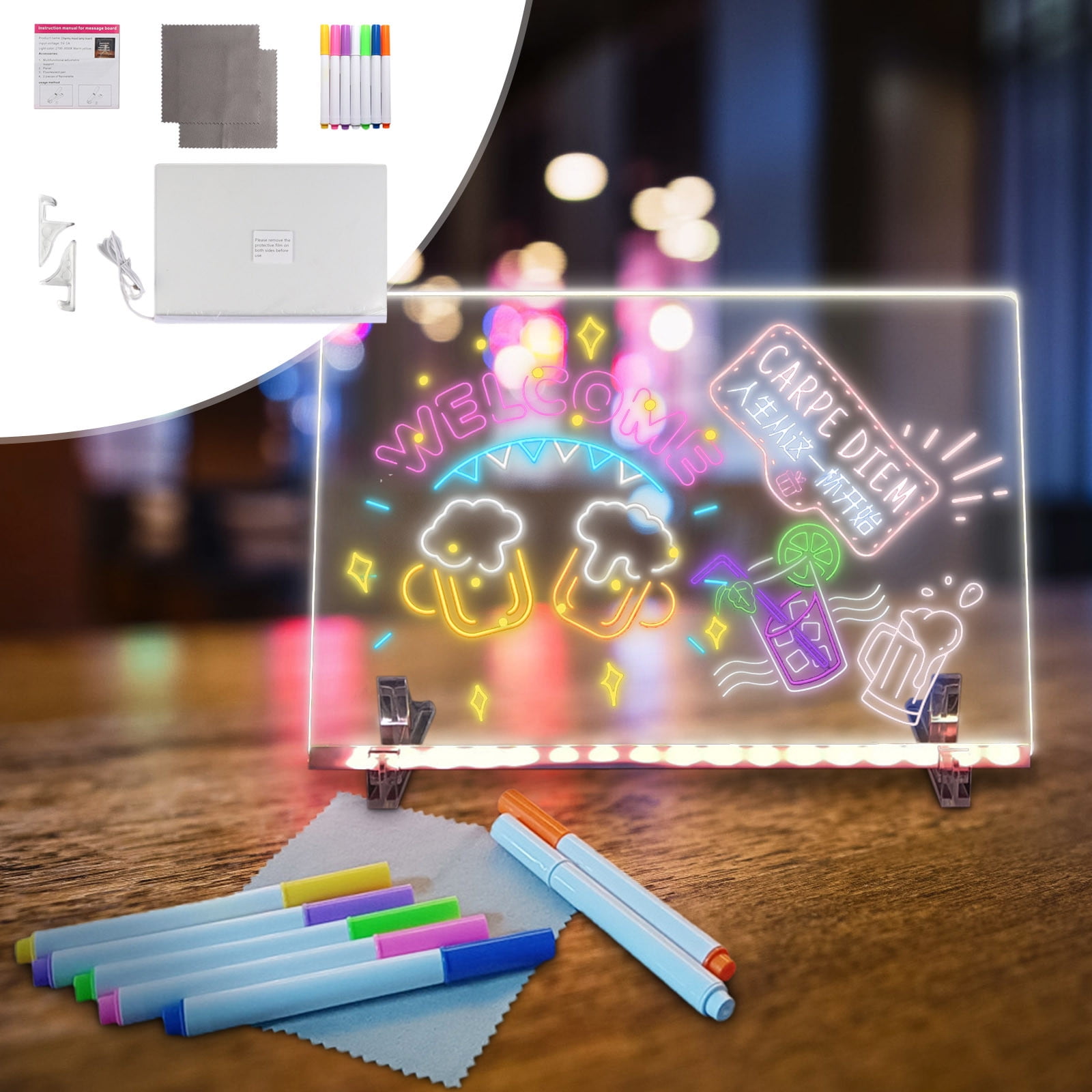 RuWeoMaa Magic Board 2 PACKS, Creative Magic Board Lights Up, Drawing ...
