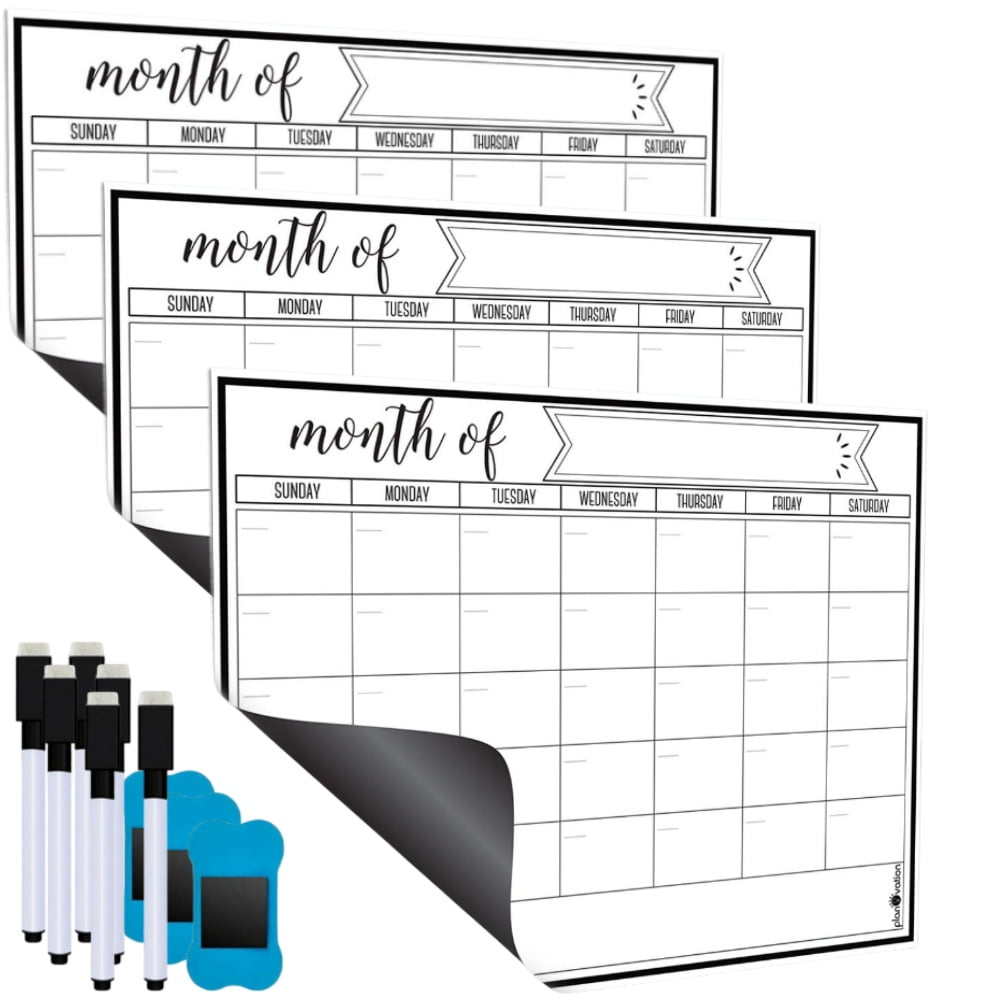RuWeoMaa Magnetic Dry Erase Monthly Calendar Set - 16"x12" Monthly and ...