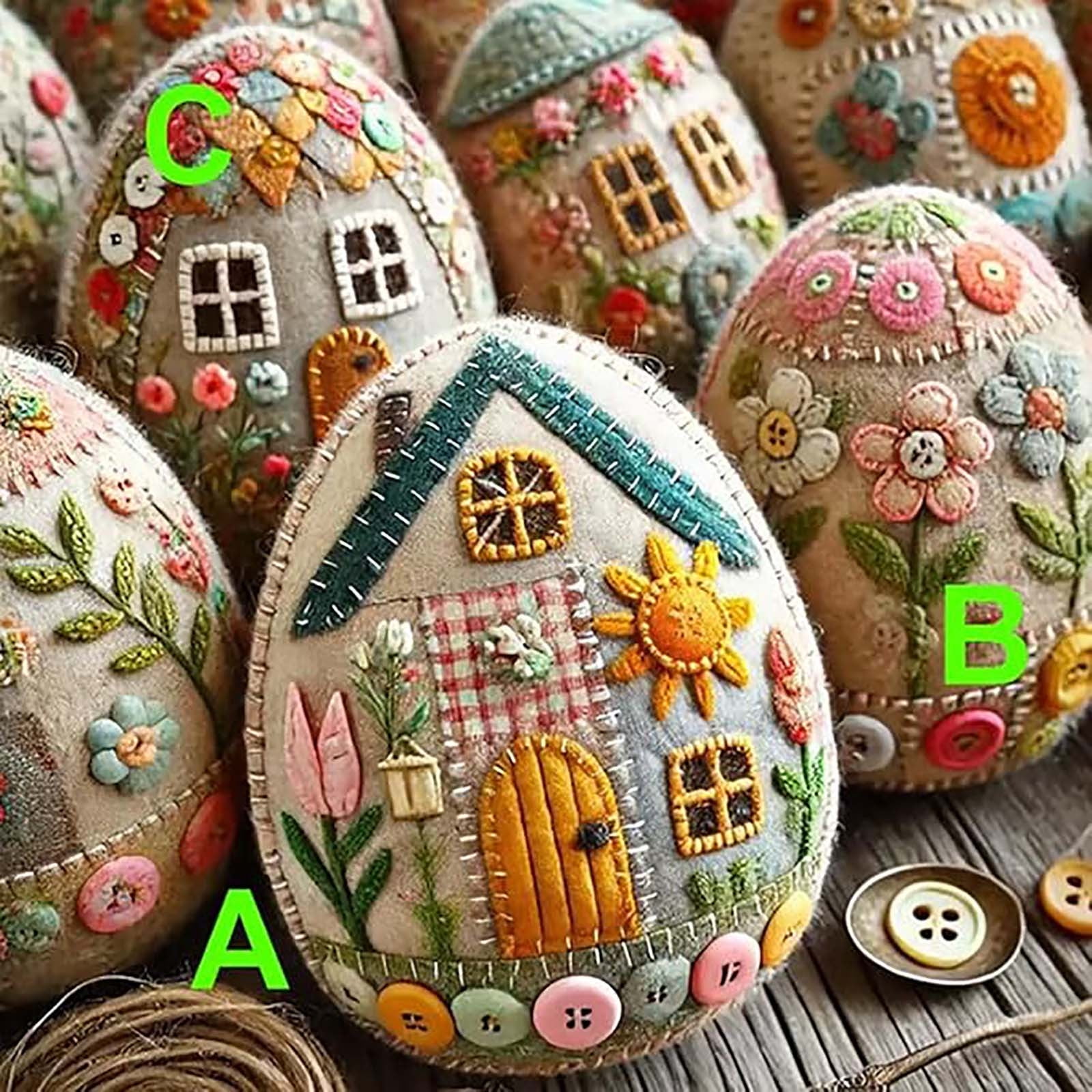 RuWeoMaa Patchwork Felt Egg House DIY Kit, Hand Patchwork Wool Felt ...