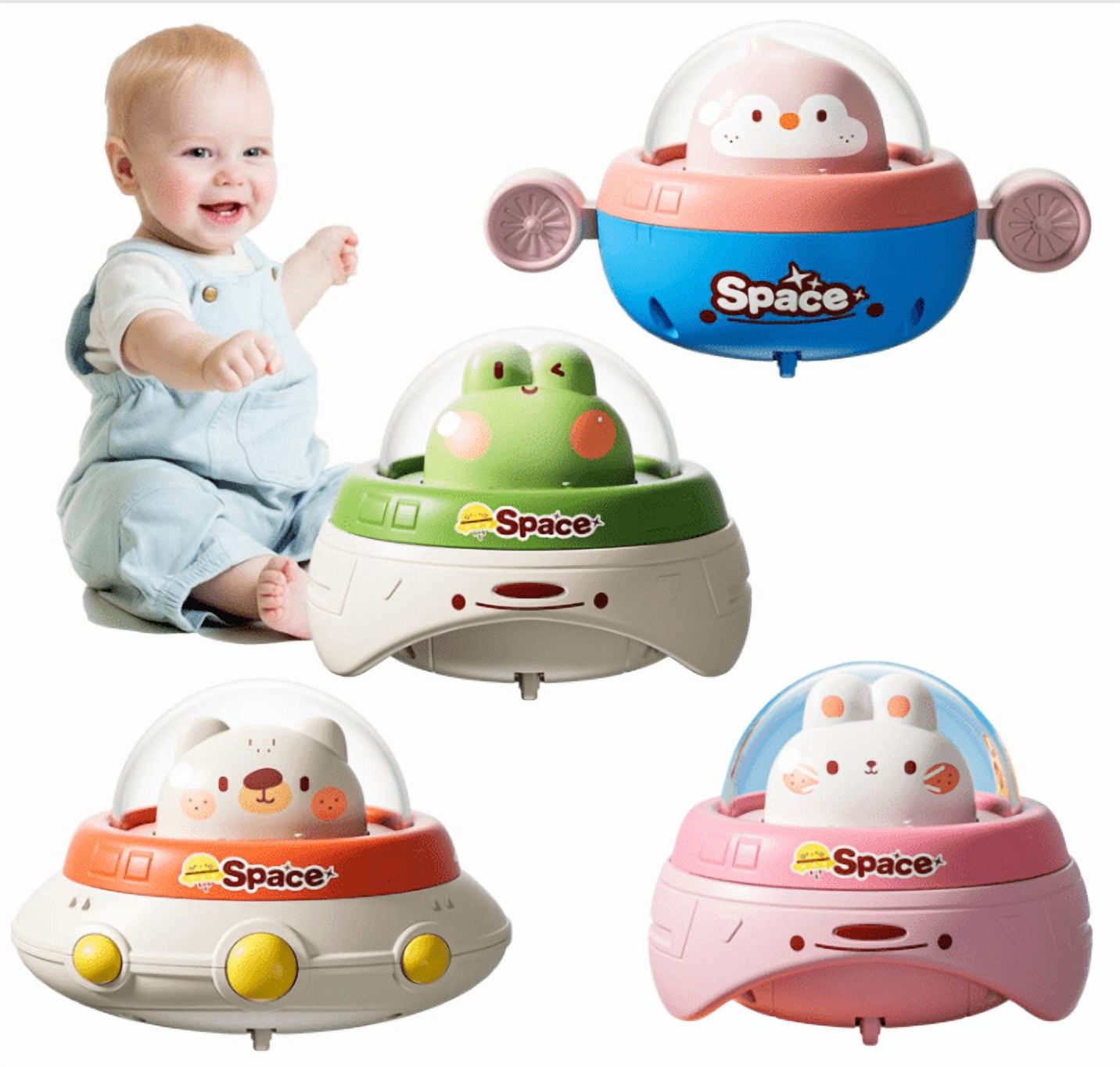 RuWeoMaa Press and Go Cars for Toddlers 1-3, 4 Pack Baby Animal Toy ...