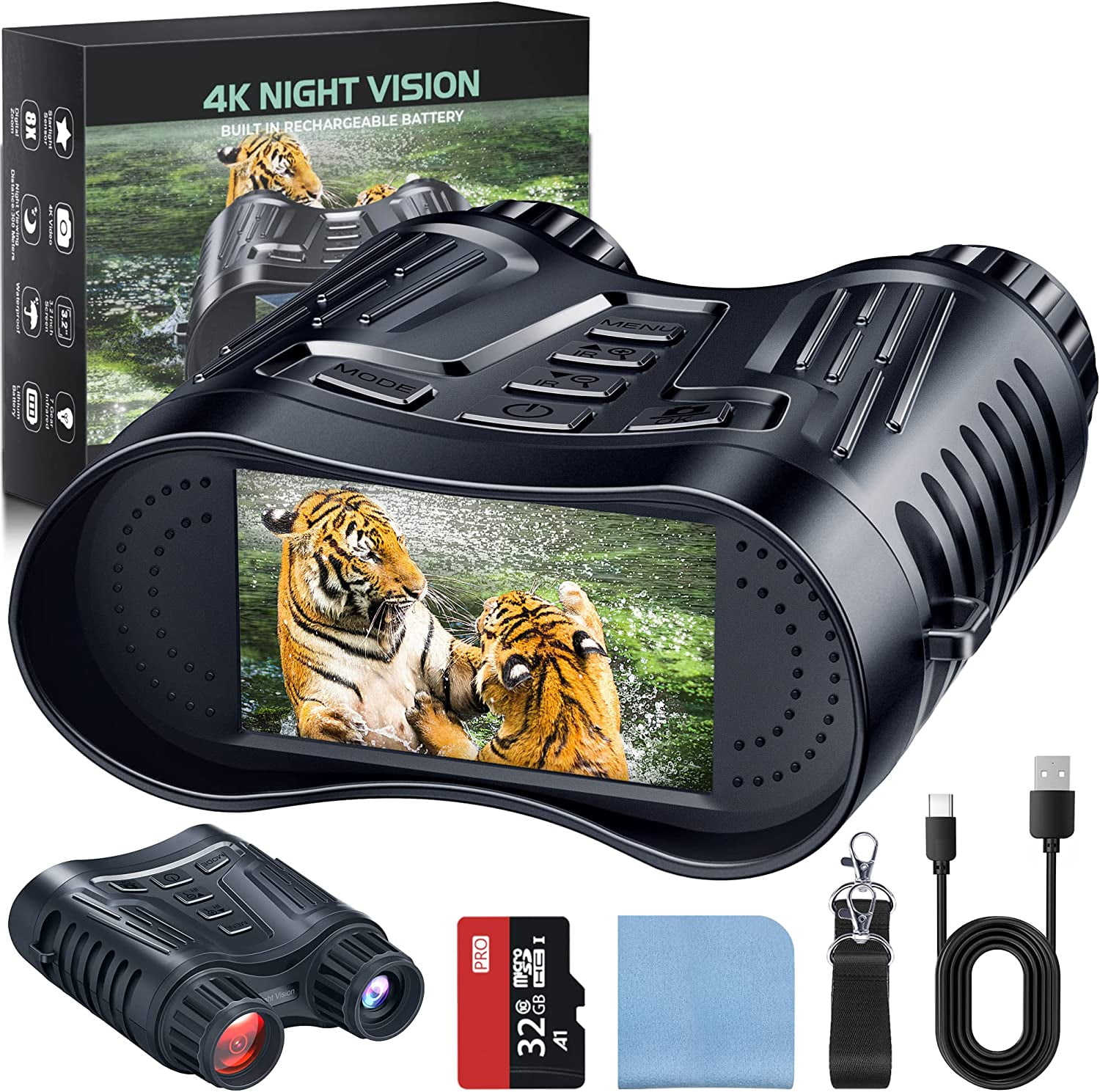 Ruaiok 4K HD Infrared Night Vision Goggles, 8X Zoom Waterproof Binoculars - Walmart.com