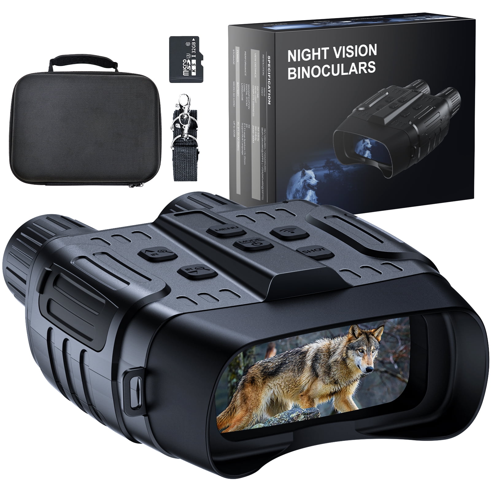 Ruaiok High Power Night Vision Binoculars with Super Zoom, Waterproof ...