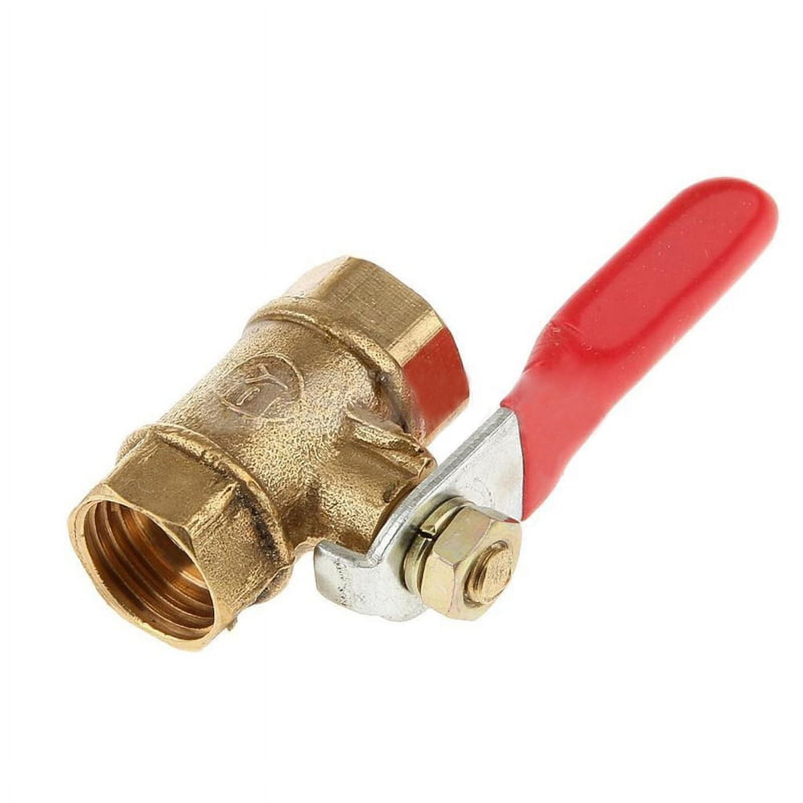 Ruanlalo 1/4inch 12mm F/F Thread Brass Ball Valve Red Lever Handle Full ...