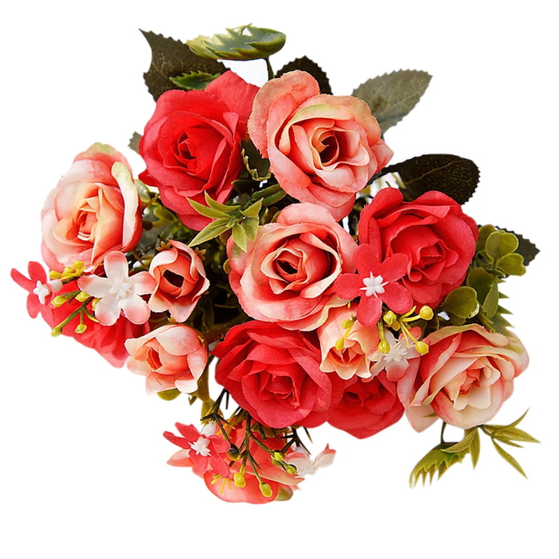 Ruanlalo 1 Bouquet 5 Branches European Style Artificial Royal Rose Home ...