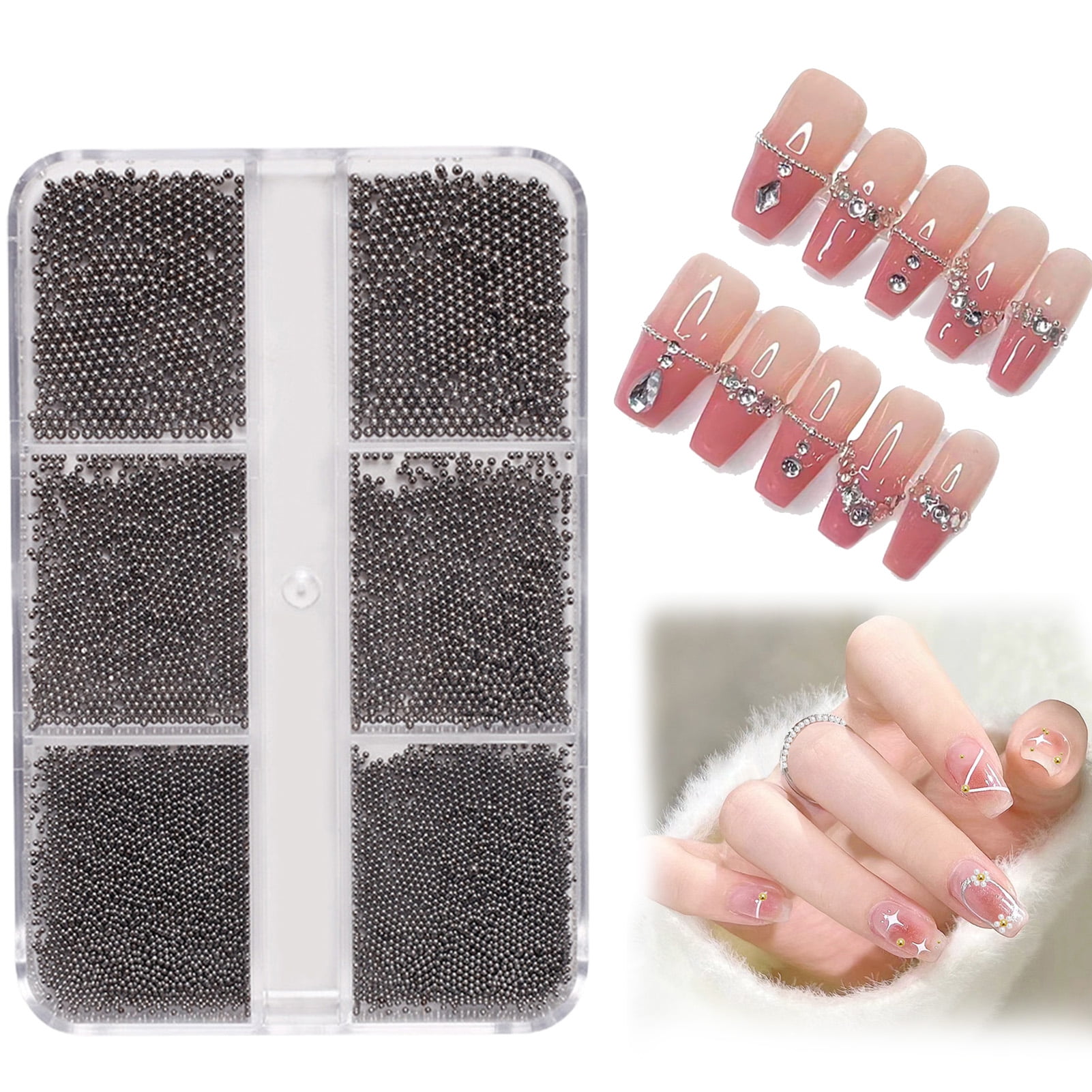 Ruanlalo 1 Box Mini Steel Beads Shiny Three-dimensional Non-porous ...