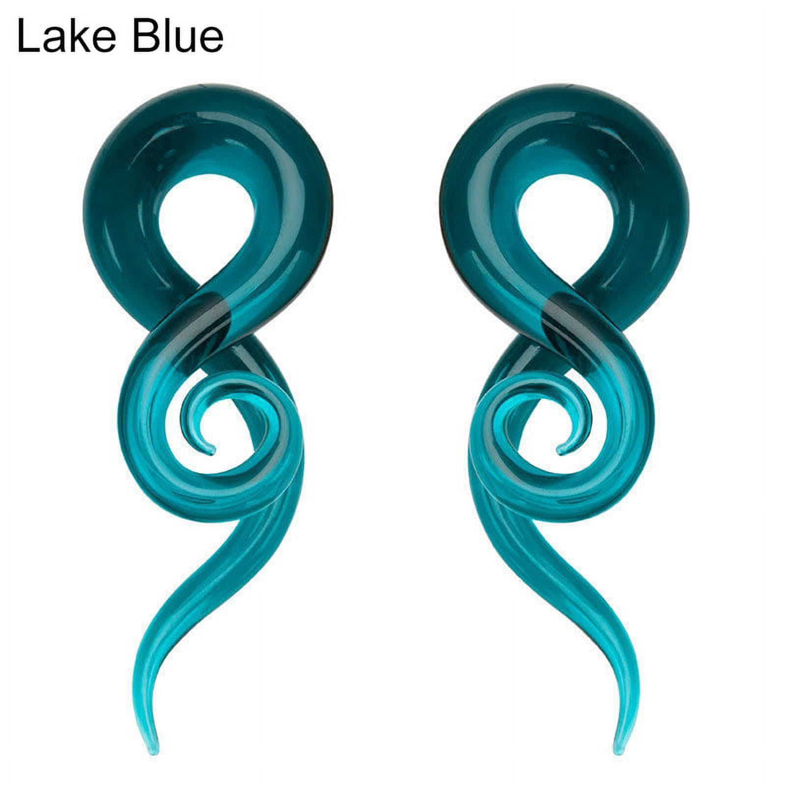 Ruanlalo 1 Pair Unisex Glass Twisted Snail Ear Gauges Hangers Plugs ...