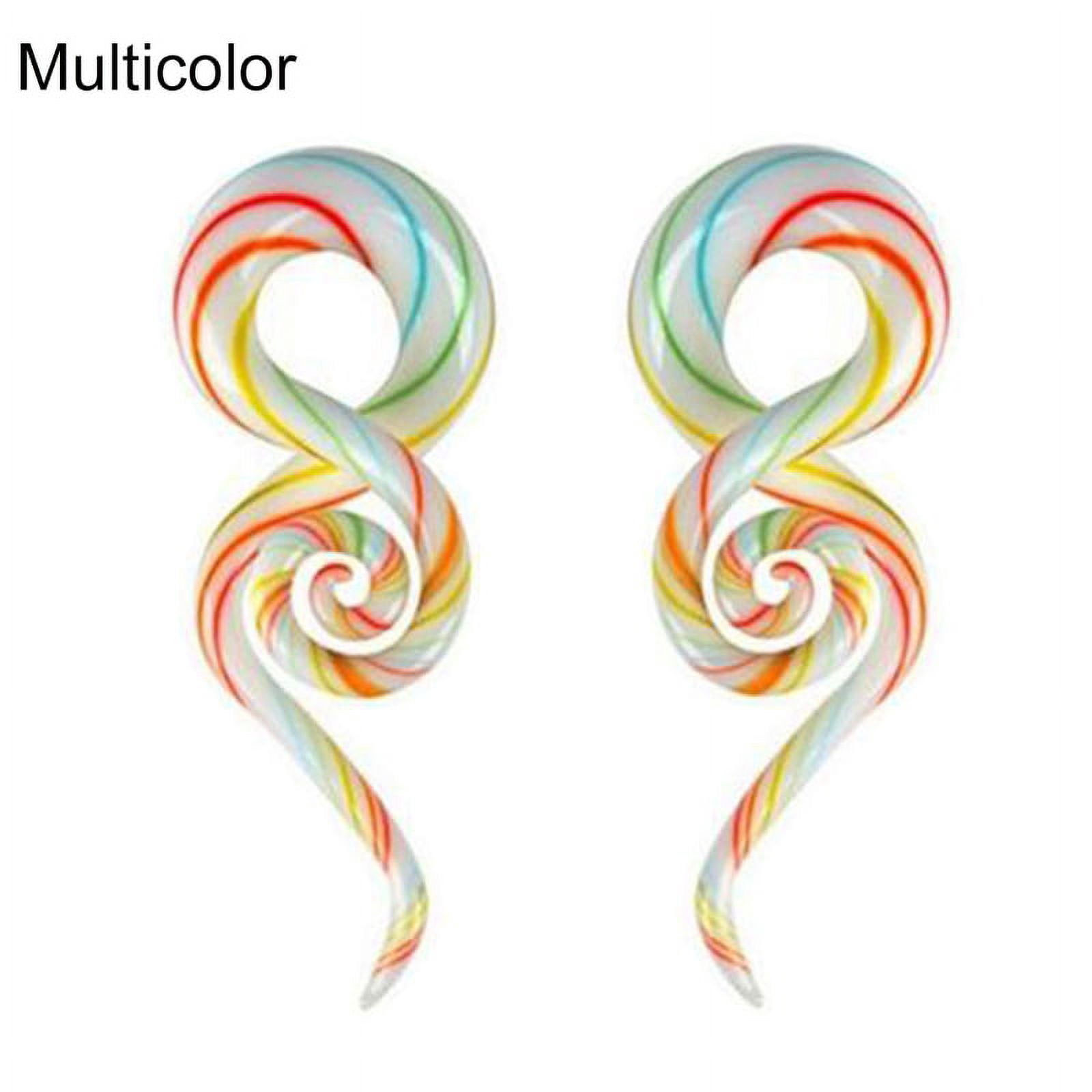 Ruanlalo 1 Pair Unisex Glass Twisted Snail Ear Gauges Hangers Plugs ...