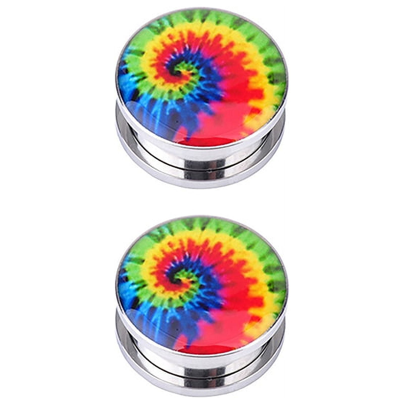 Ruanlalo 1 Pair Unisex Punk Tie-Dyed Screw Fit Stainless Steel Ear ...