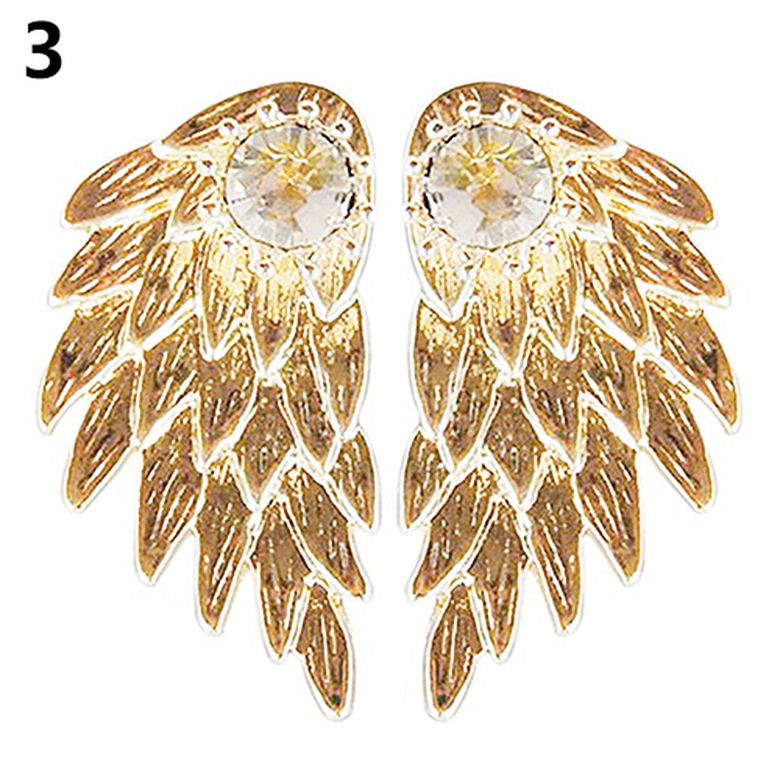 Ruanlalo 1 Pair Women Fashion Xmas Gift Angel Wings Rhinestone Inlaid ...