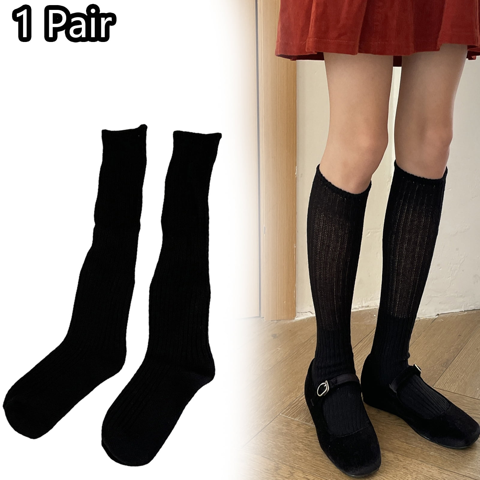 Ruanlalo 1 Pair Women Winter Long Socks Knitting Calf Socks Solid Color ...
