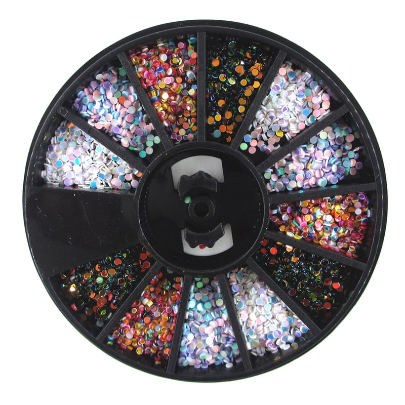 Ruanlalo 1 Wheel 1mm Mixed-Color 3D Nail Art Decor DIY Round Sequins ...