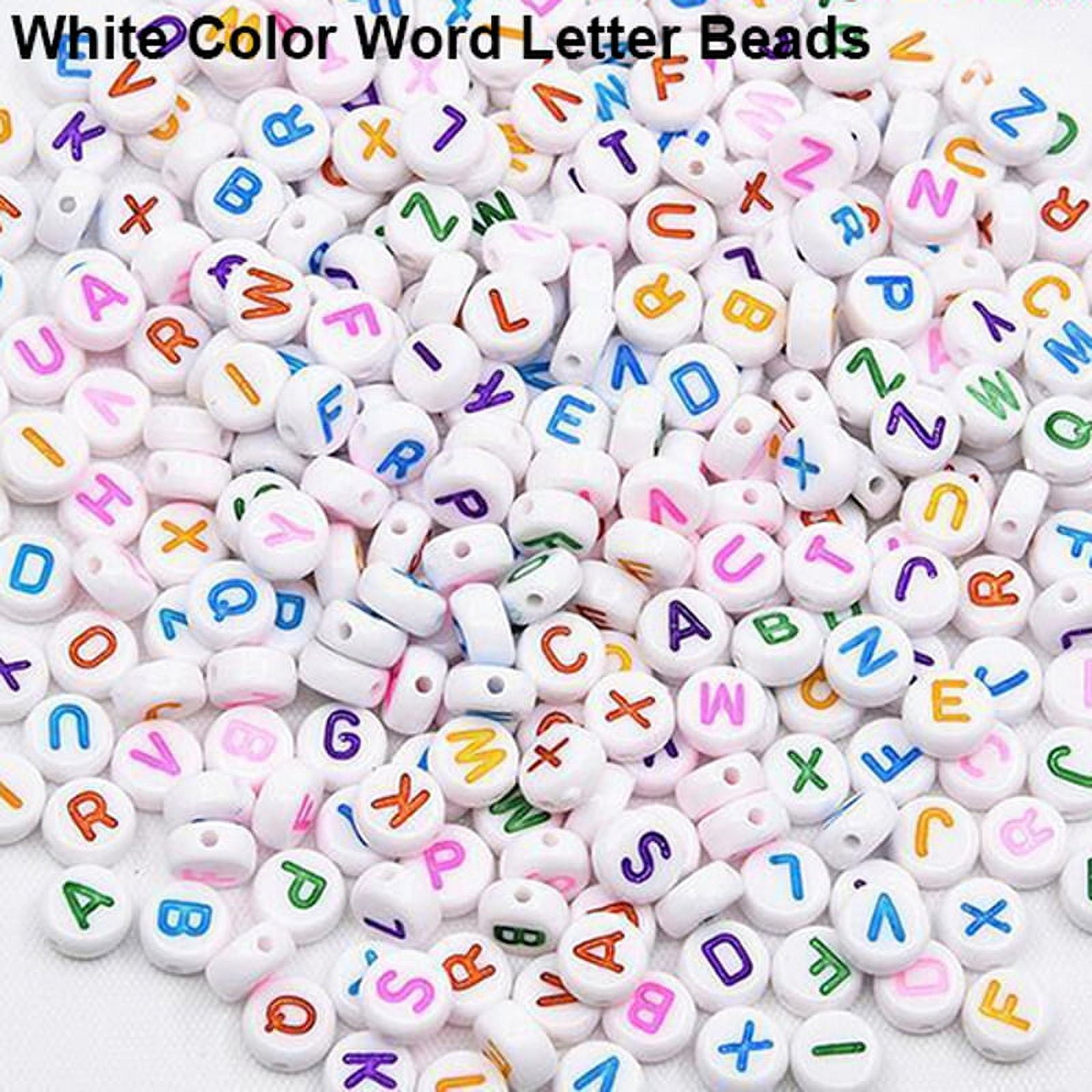 Ruanlalo 100 Pcs Spacer Acrylic Beads Cube Alphabet Letter Bracelet ...