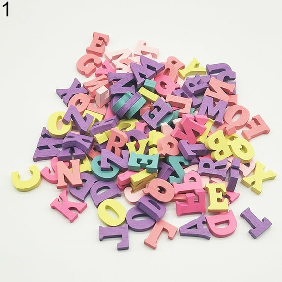 Ruanlalo 100Pcs DIY Handmade Mixed Color Wooden Letters Numbers Block ...