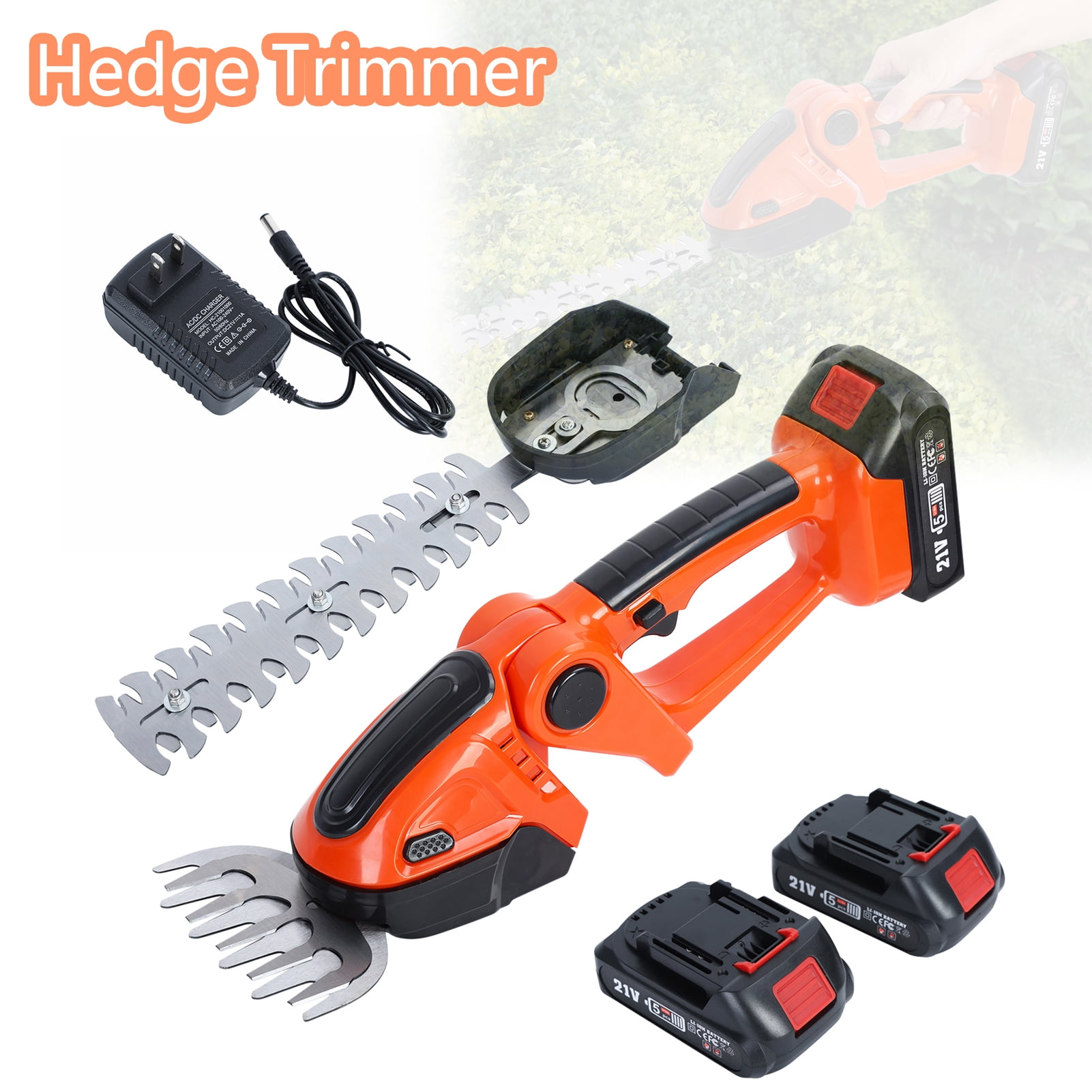 Ruanlalo 2-in-1 Mini Electric Cordless Hedge Trimmer, Grass Shears, 21V ...