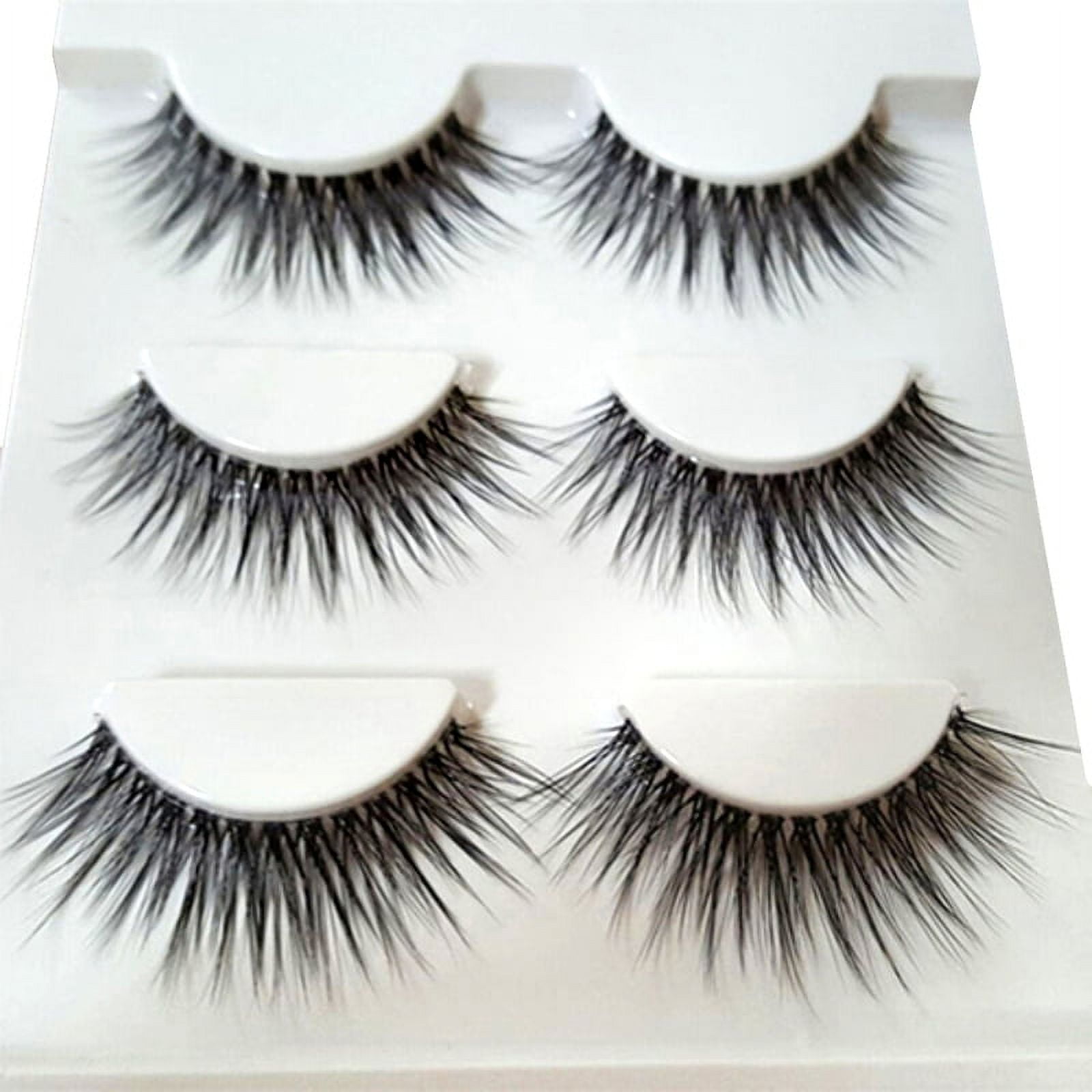Ruanlalo 3 Pairs 3D Natural Thick Fake Eye Lashes Makeup Handmade Cross ...