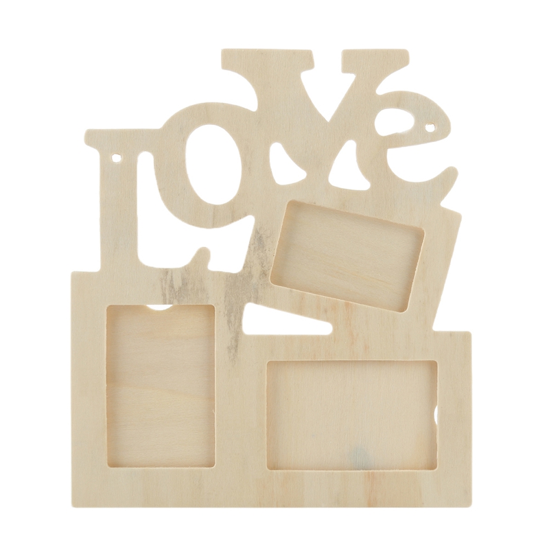 Ruanlalo 3 in 1 White Hollow Love Wooden Family Picture Photo Frame DIY ...