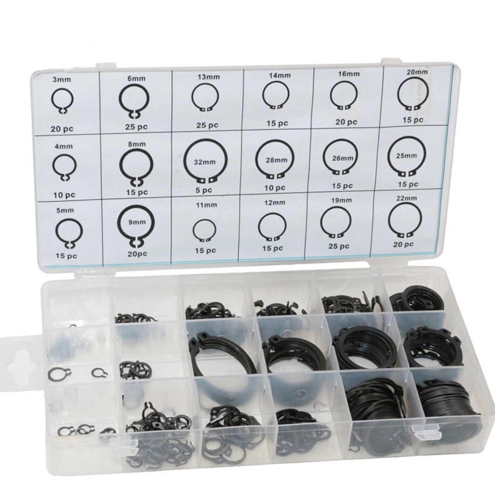Ruanlalo 300Pcs 18Sizes C-Clips Snap Ring Circlip Retaining Ring Set ...
