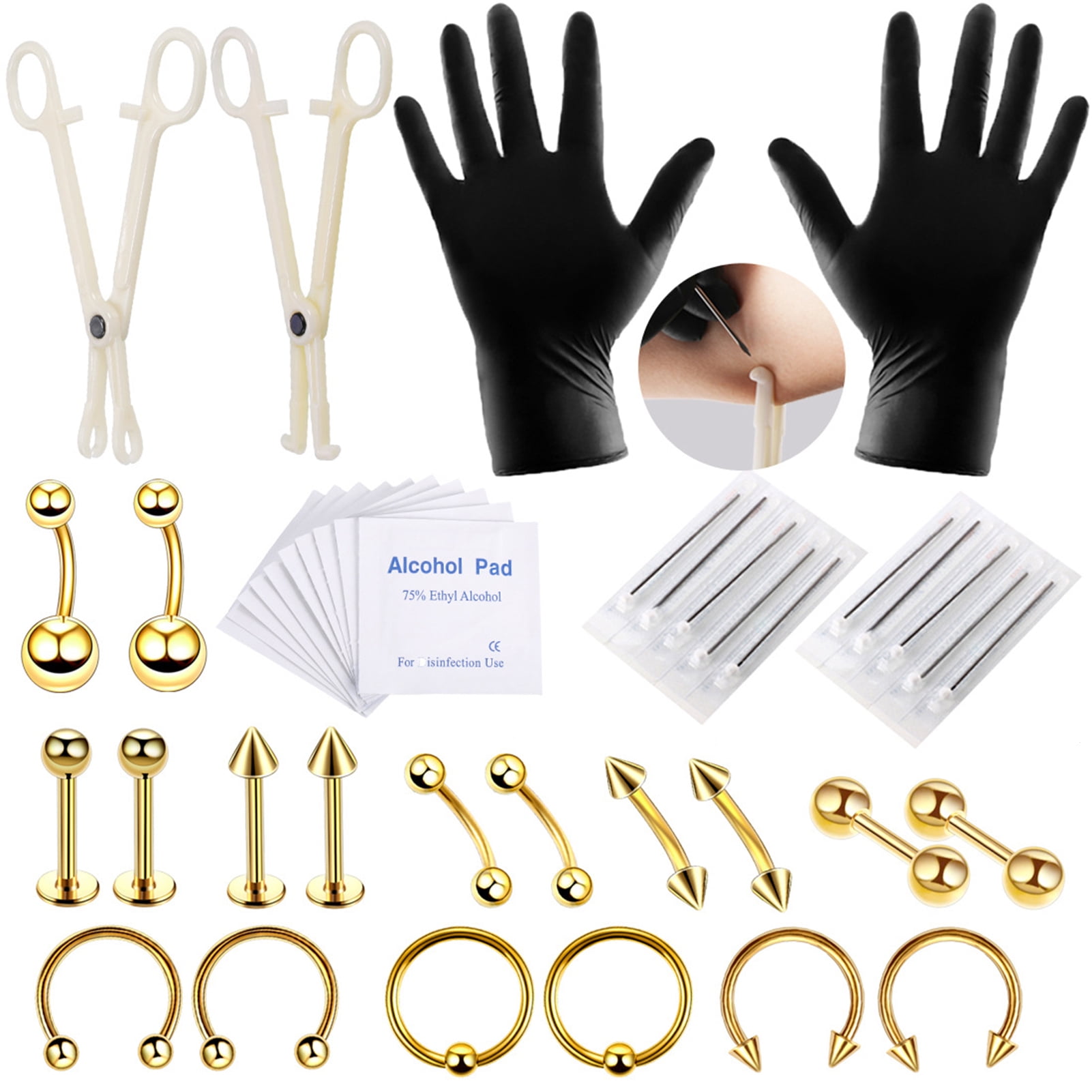Ruanlalo Body Piercing Stud Kit,42Pcs 8mm Tattoo Tools Kit Lip Eyebrow ...