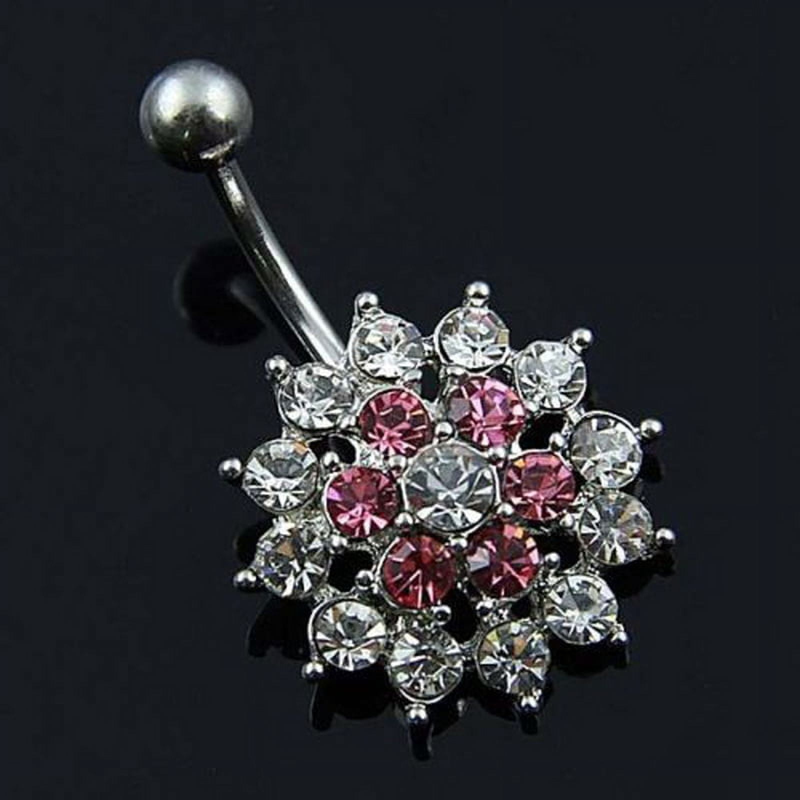 Ruanlalo Crystal Rhinestone Flower Belly Button Navel Ring Bar Body Piercing Jewelry - Walmart.com