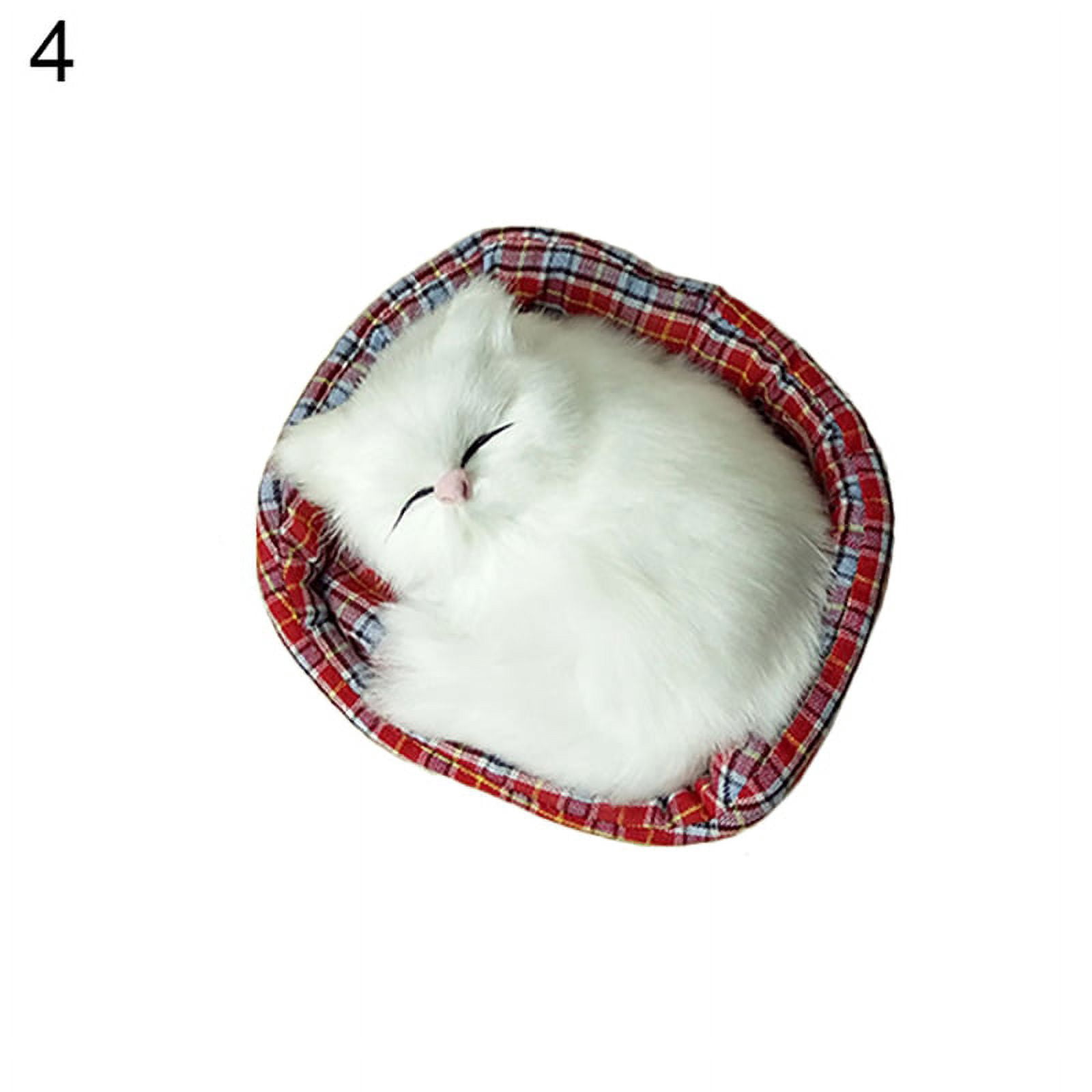 Ruanlalo Cute Simulation Sounding Sleeping Cat Plush Mat Toy with Nest ...