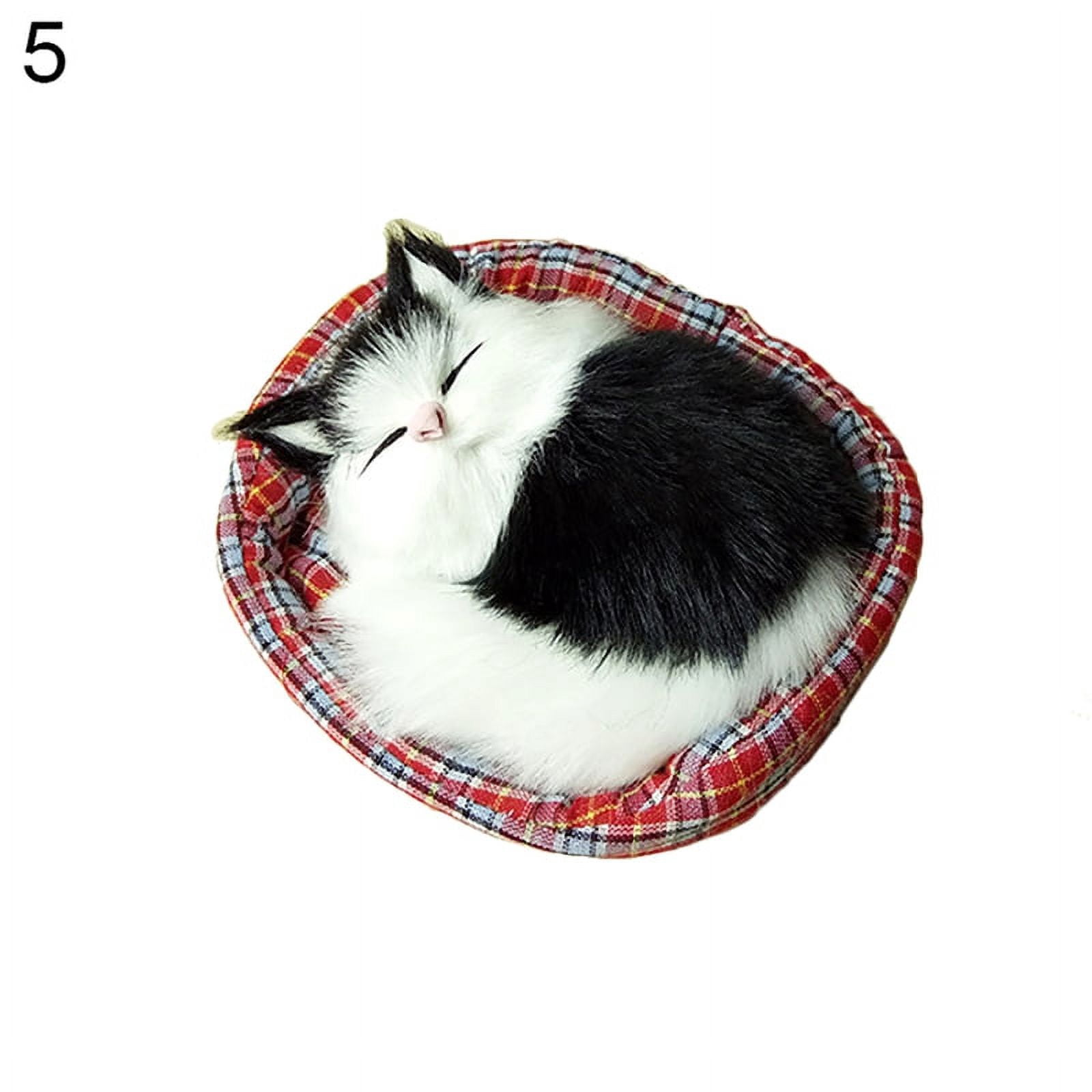 Ruanlalo Cute Simulation Sounding Sleeping Cat Plush Mat Toy with Nest ...