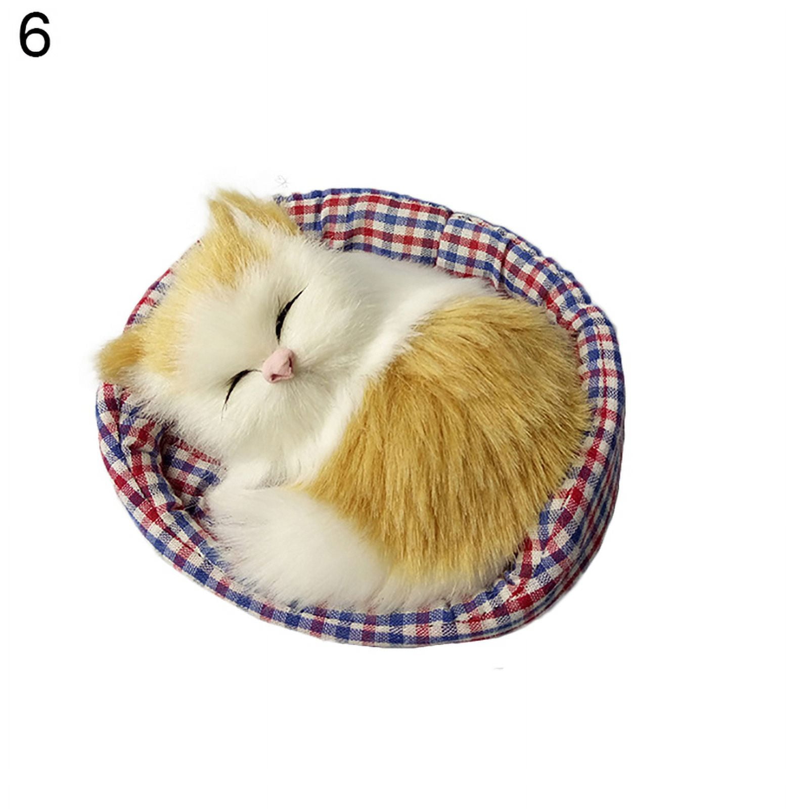 Ruanlalo Cute Simulation Sounding Sleeping Cat Plush Mat Toy with Nest ...