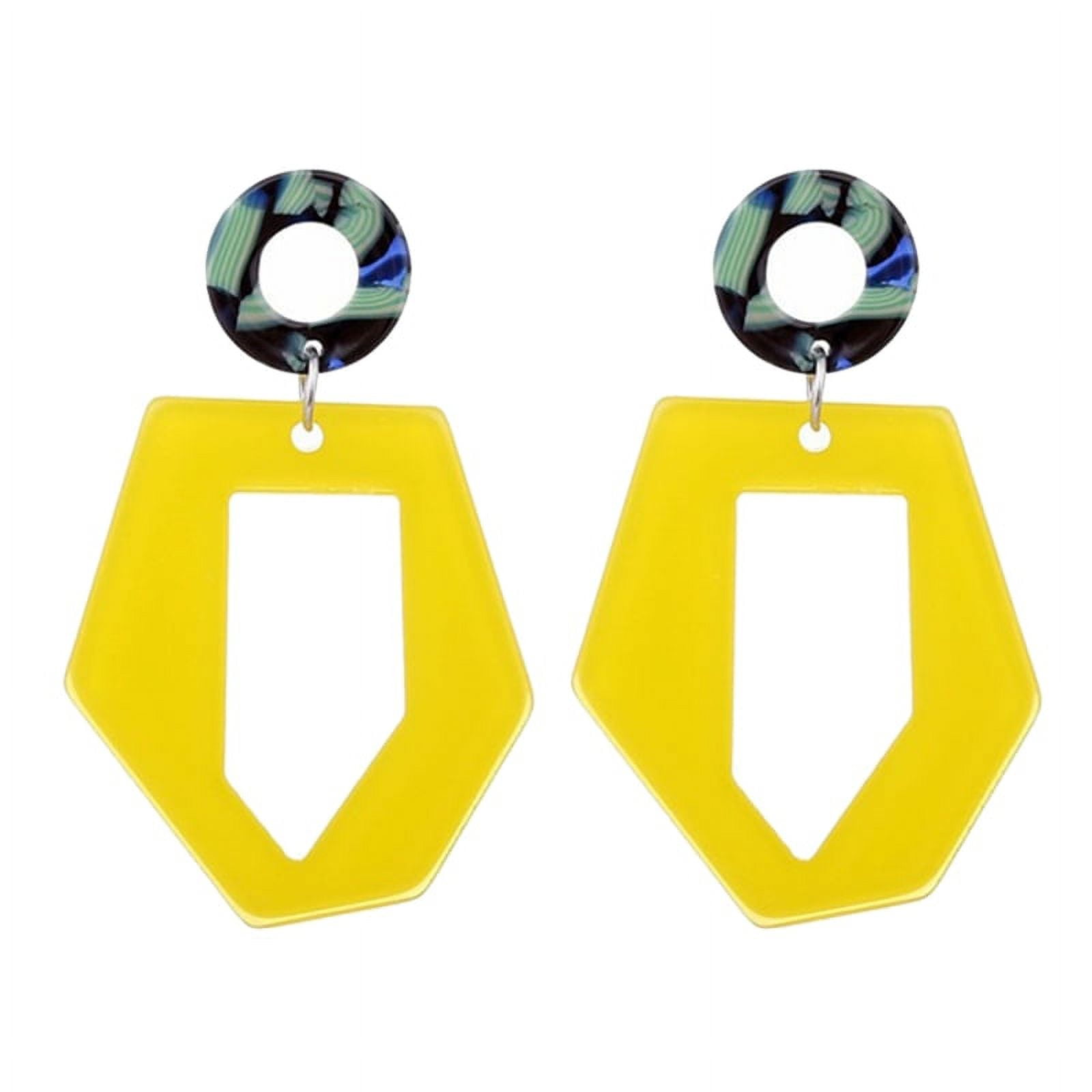 Ruanlalo Fashion Circle Hollow Hexagon Acrylic Long Dangle Women Stud ...
