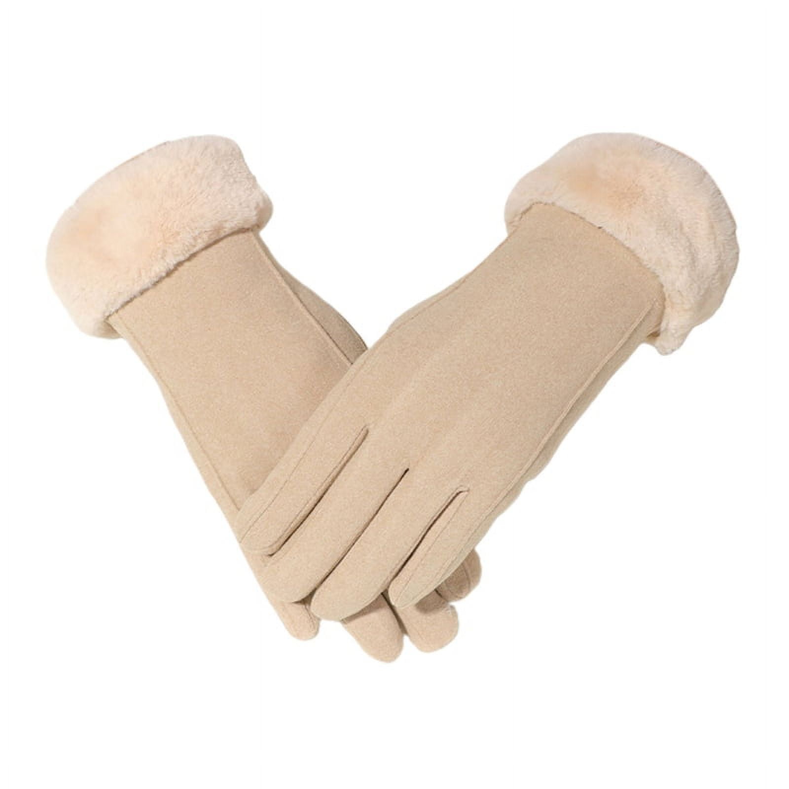 Ruanlalo Gloves 1 Pair Full Finger Solid Color Women Gloves Plush ...