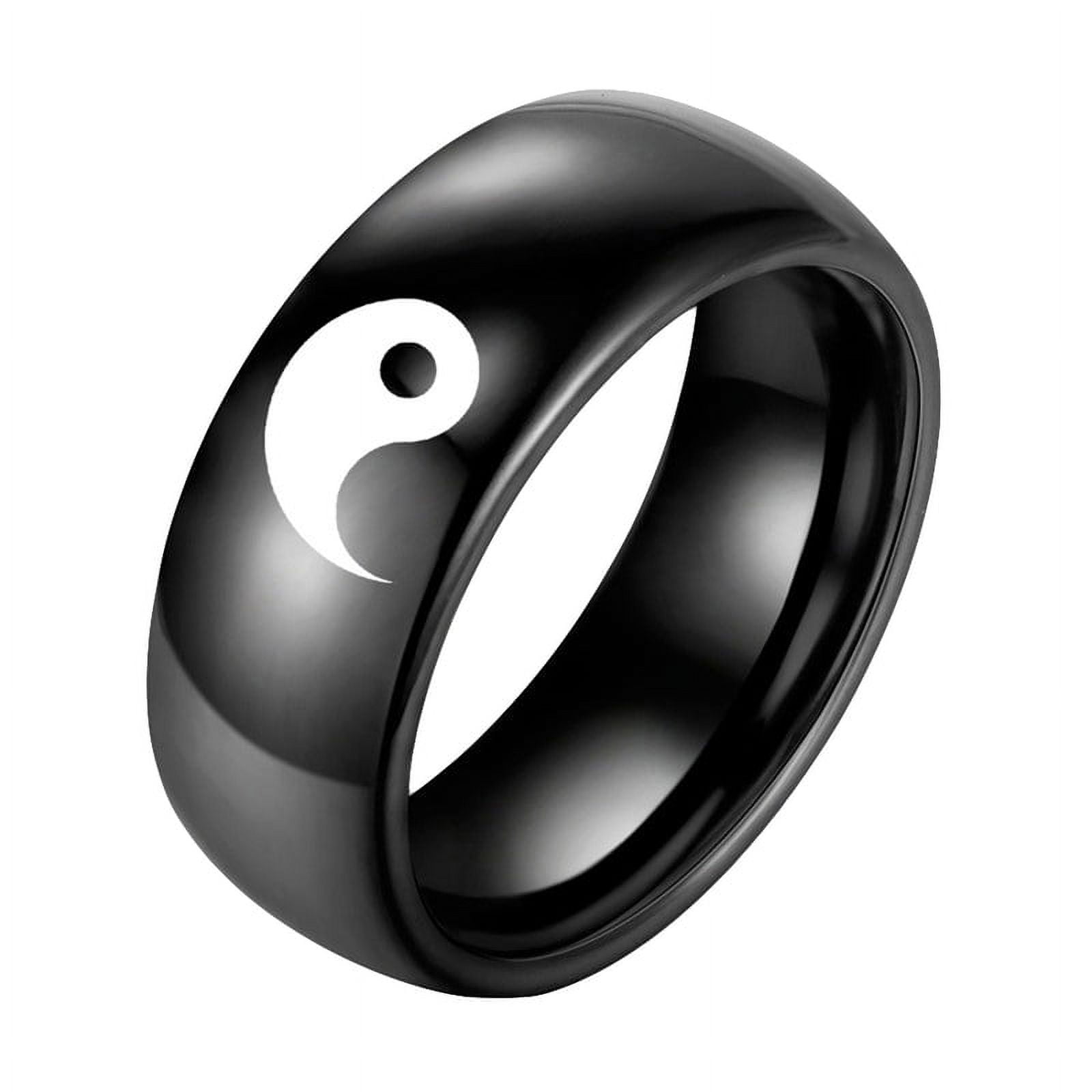 Ruanlalo Men Women Yin Yang Sign Band Fashion Titanium Steel Ring Lover ...