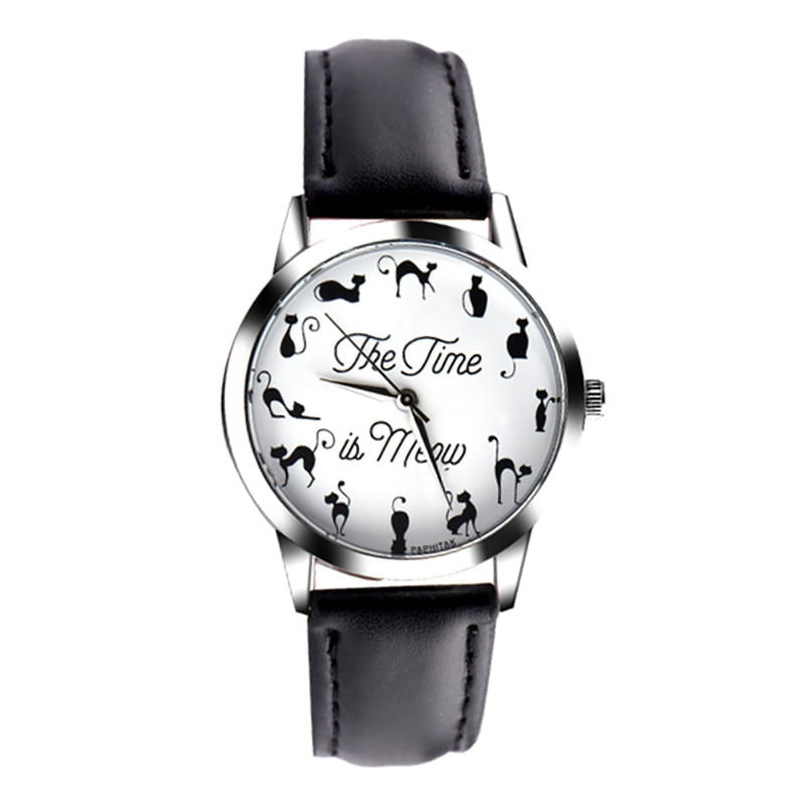 Ruanlalo Novelty Cat Letter Dial Quartz Moment Faux Leather Band ...