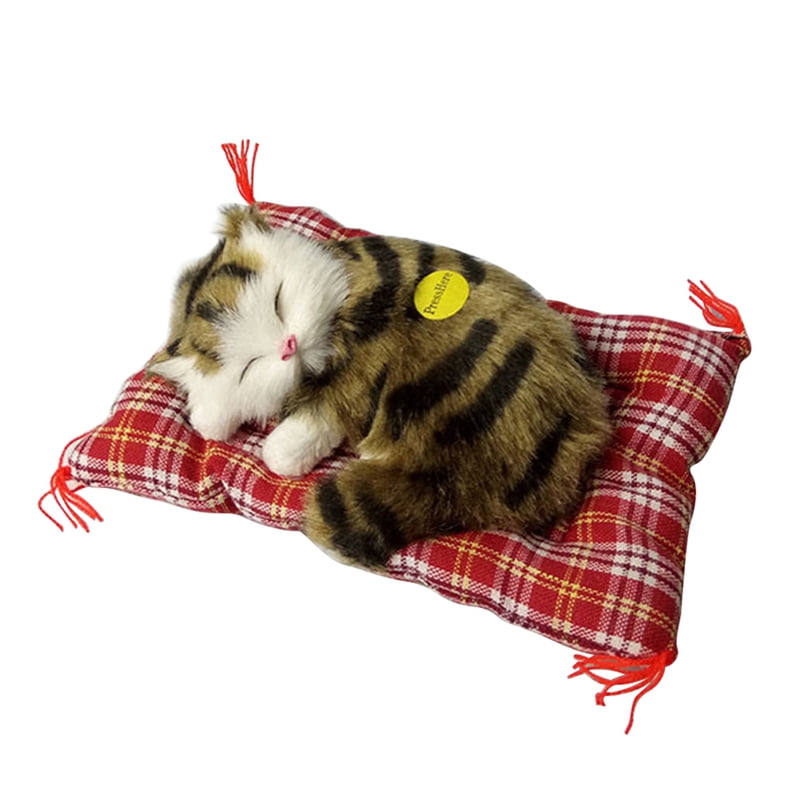 Ruanlalo Sleeping Cats Plush Stuffed Toy Press Simulation Sound Animal ...