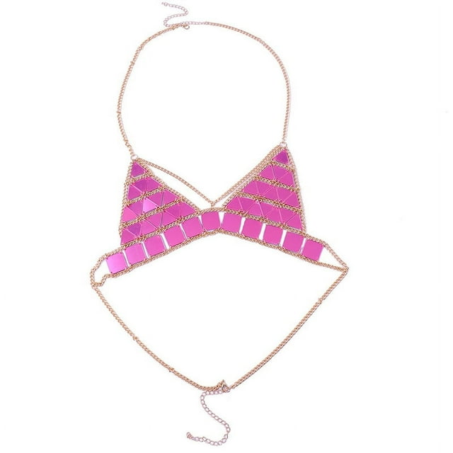 Ruanlalo Triangle Square Acrylic Sequins Bikini Bra Halter Beach Women ...