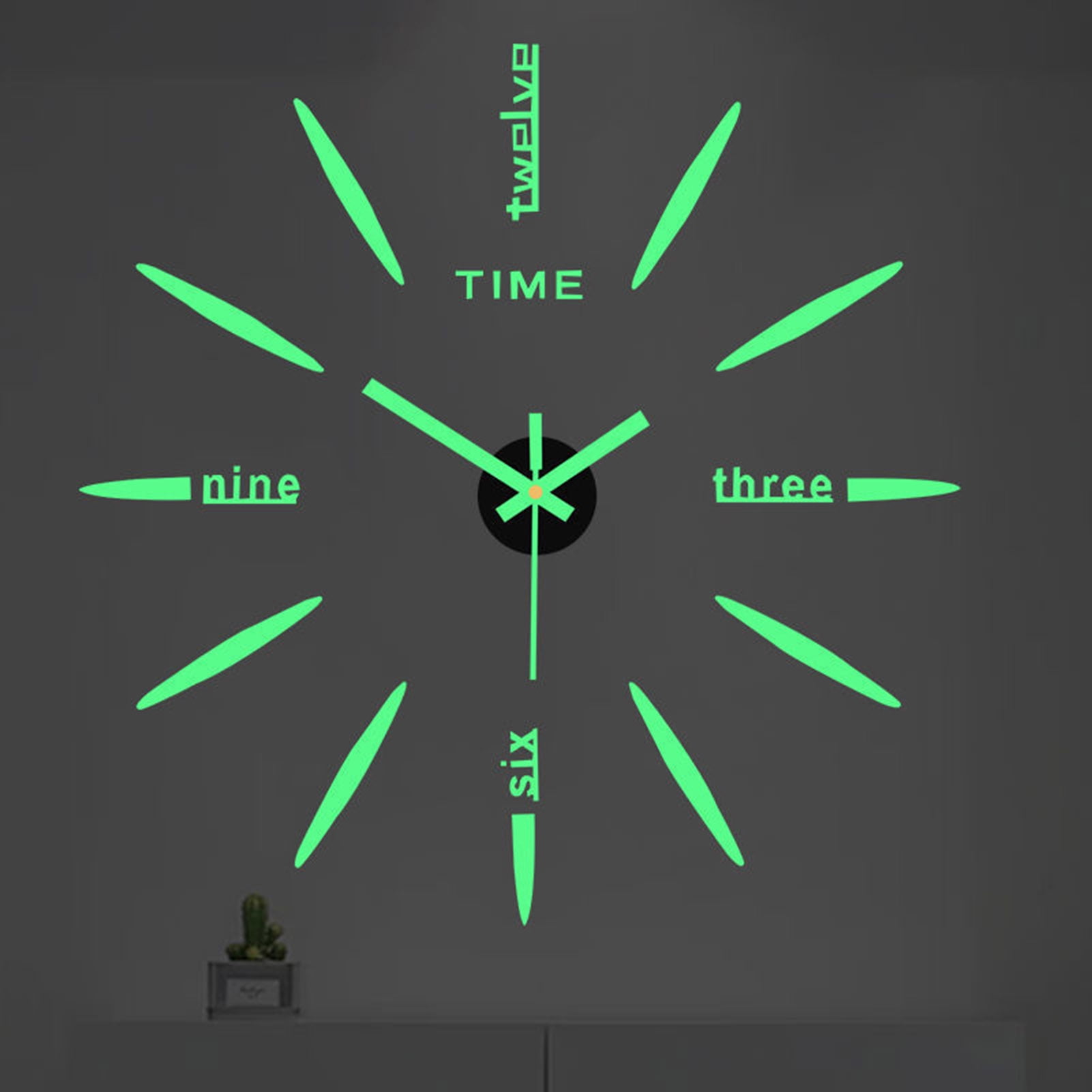 Ruanlalo Wall Clock,Wall Clock Glow in The Dark Self-adhesive ...