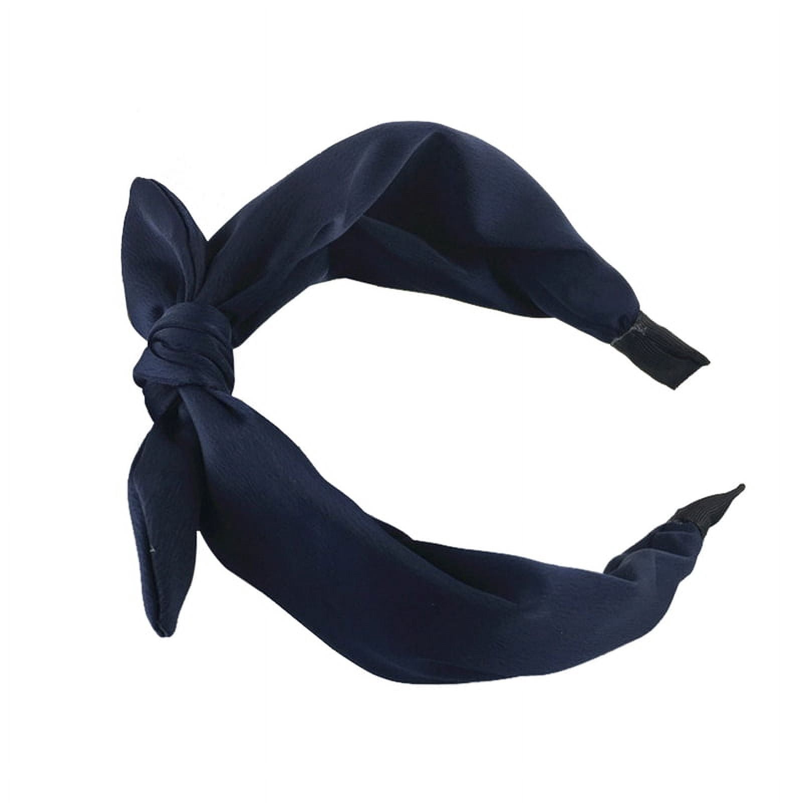 Ruanlalo Women Solid Color Bow-Knot Hair Hoop Hairband Wide Edge ...