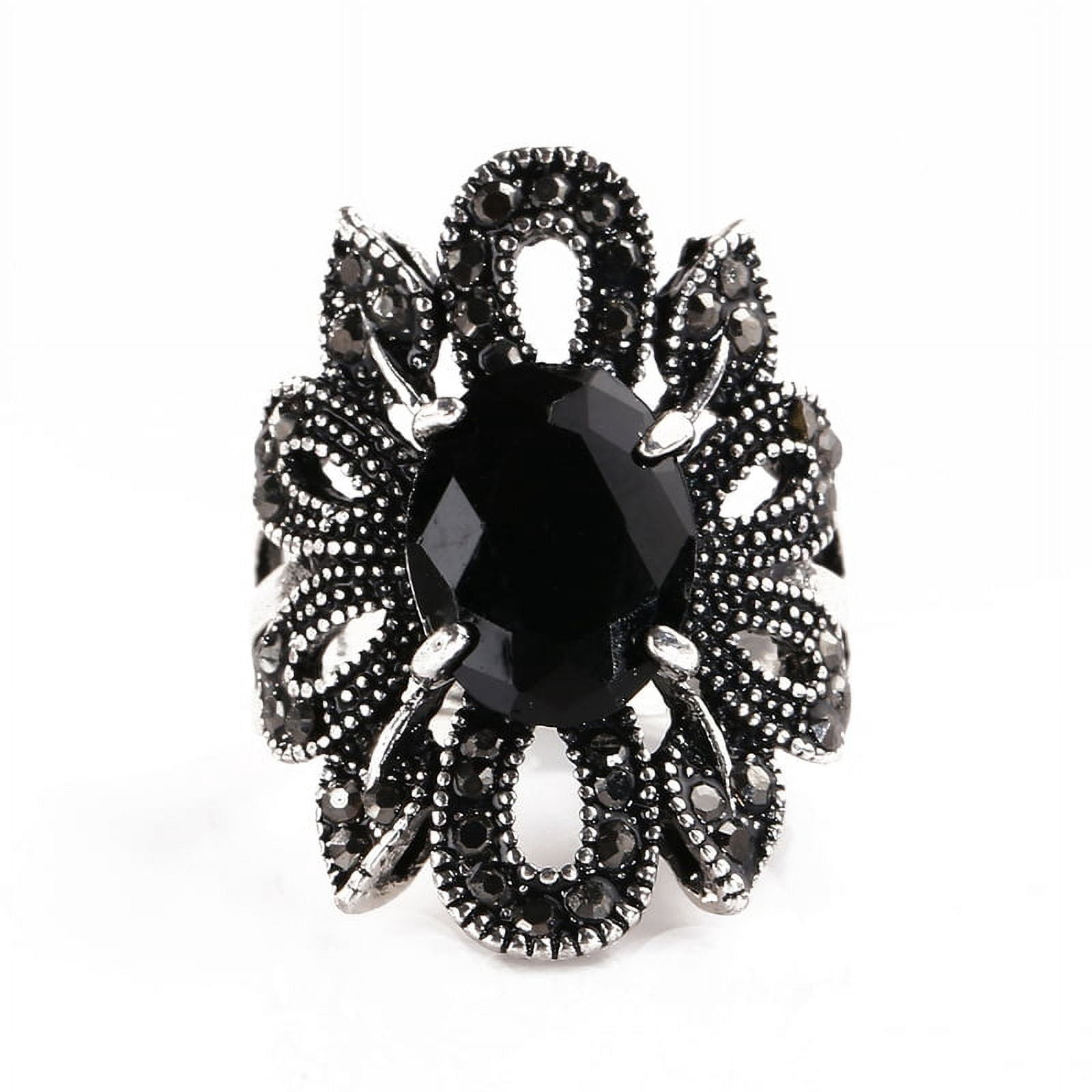 Ruanlalo Women\'s Vintage Hollow Flower Pattern Ring Plated Alloy Resin ...