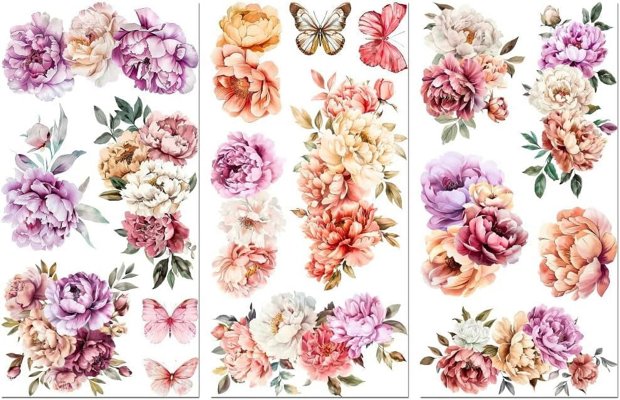 Rub on Floral Transfer Decals for Furniture Crafts 6"x12" 3Pcs French ...
