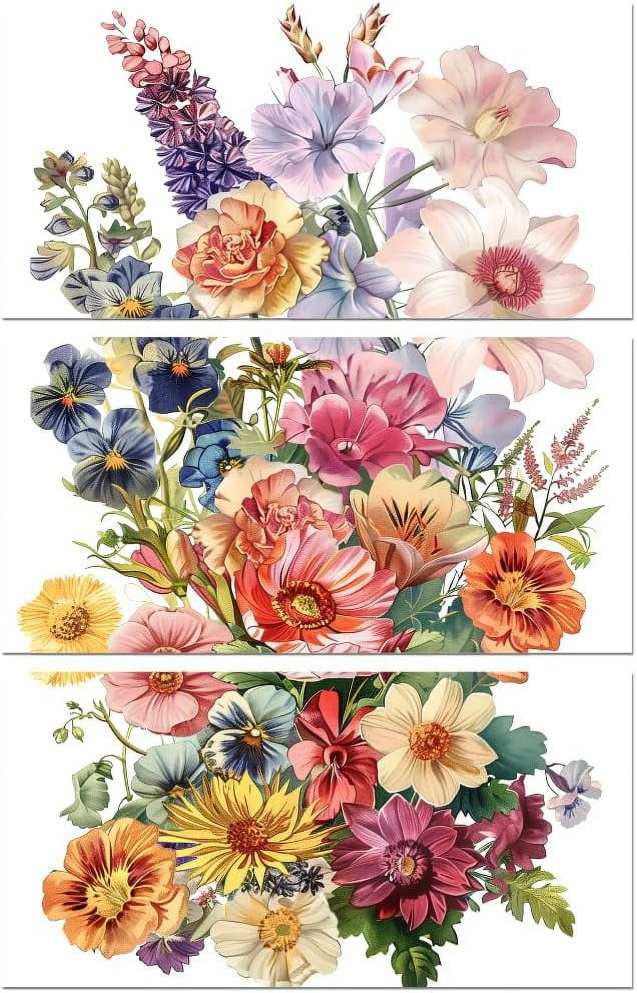 Rub on Floral Transfer Decals for Furniture Crafts 6"x12" 3Pcs ...