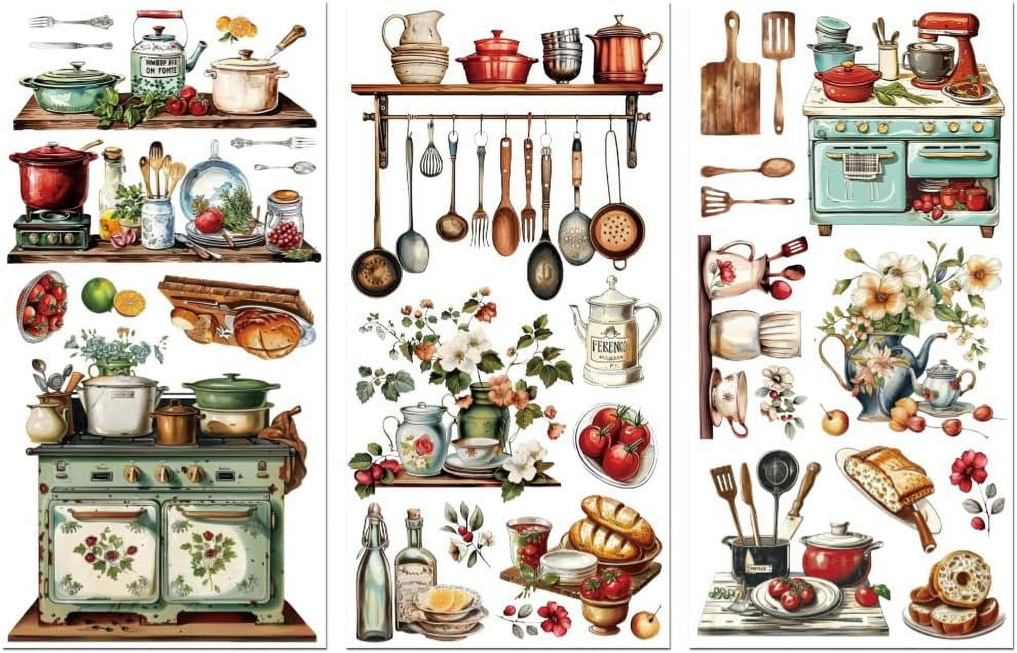 Rub on Transfer Decal Dinnerware for Furniture Craft Kitchen ...
